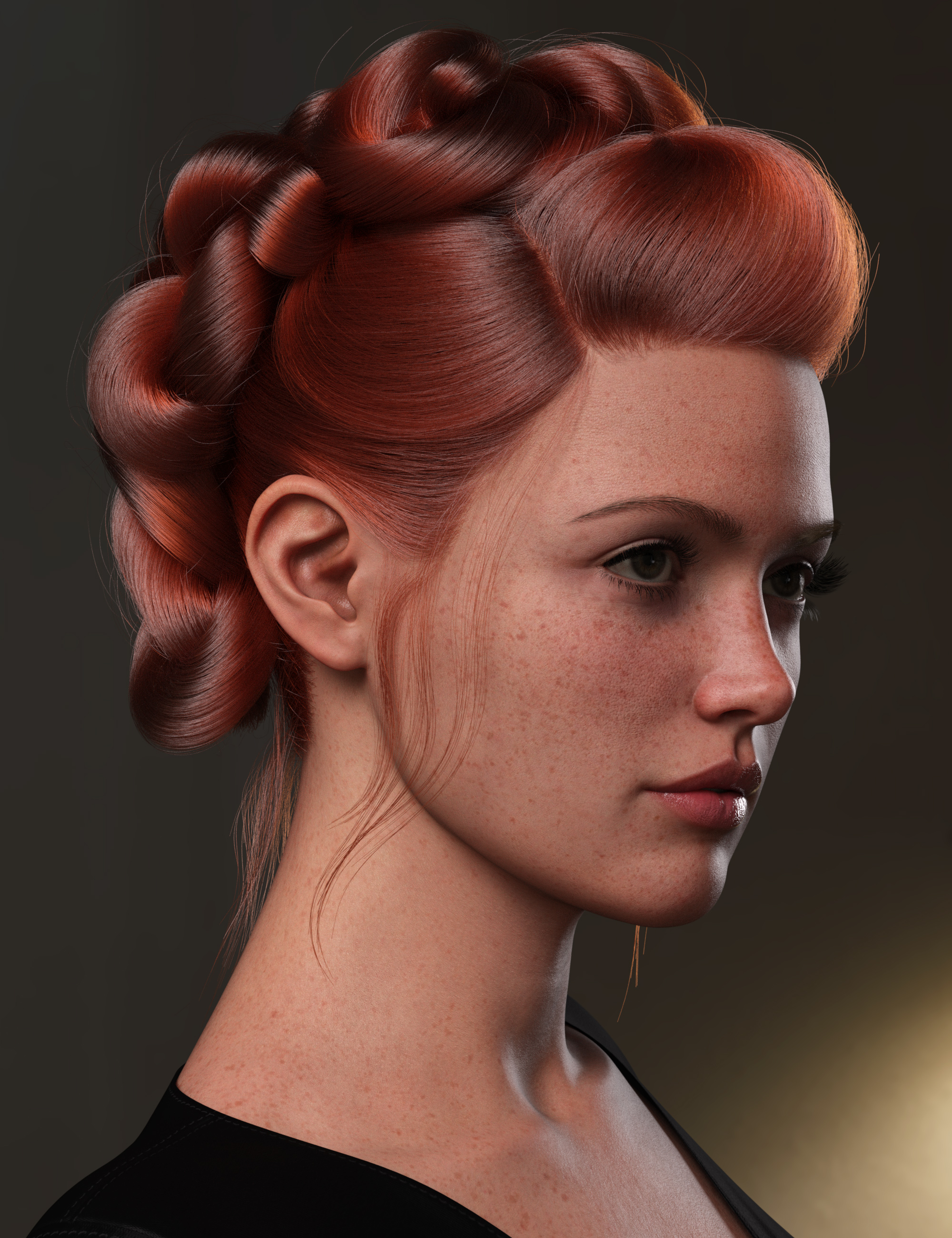 dForce Strand-Based Burlesque Style Updo Hair for Genesis 9 and 8 ...