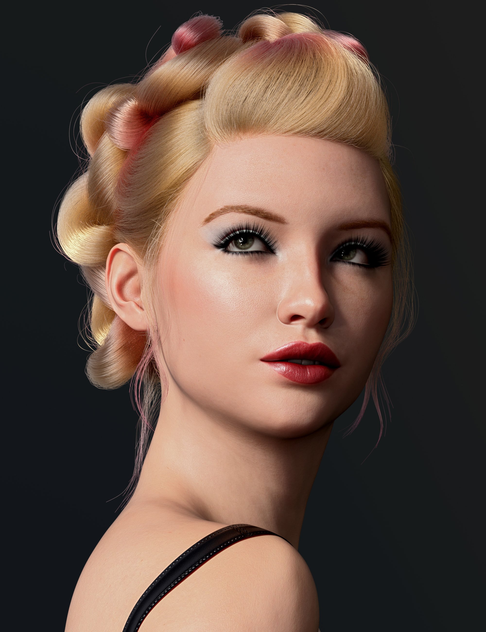 dForce Strand-Based Burlesque Style Updo Hair Color Expansion | Daz 3D