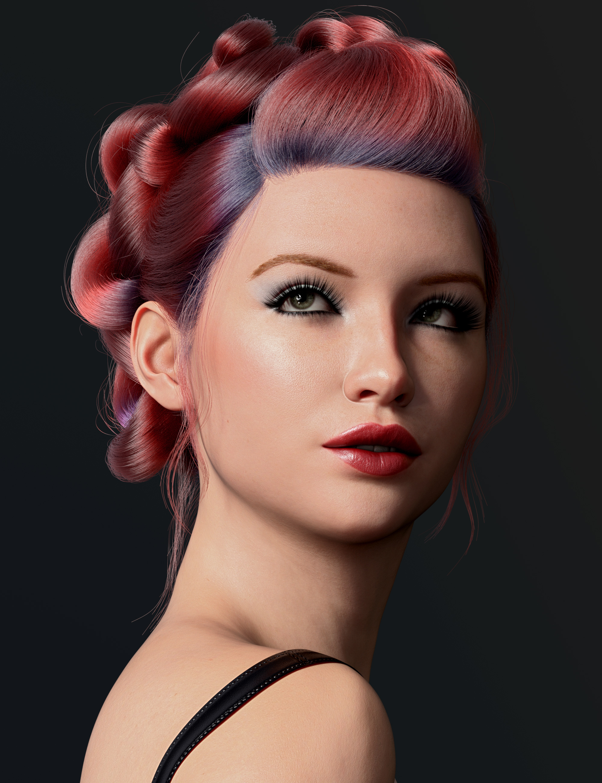 dForce Strand-Based Burlesque Style Updo Hair Color Expansion | Daz 3D