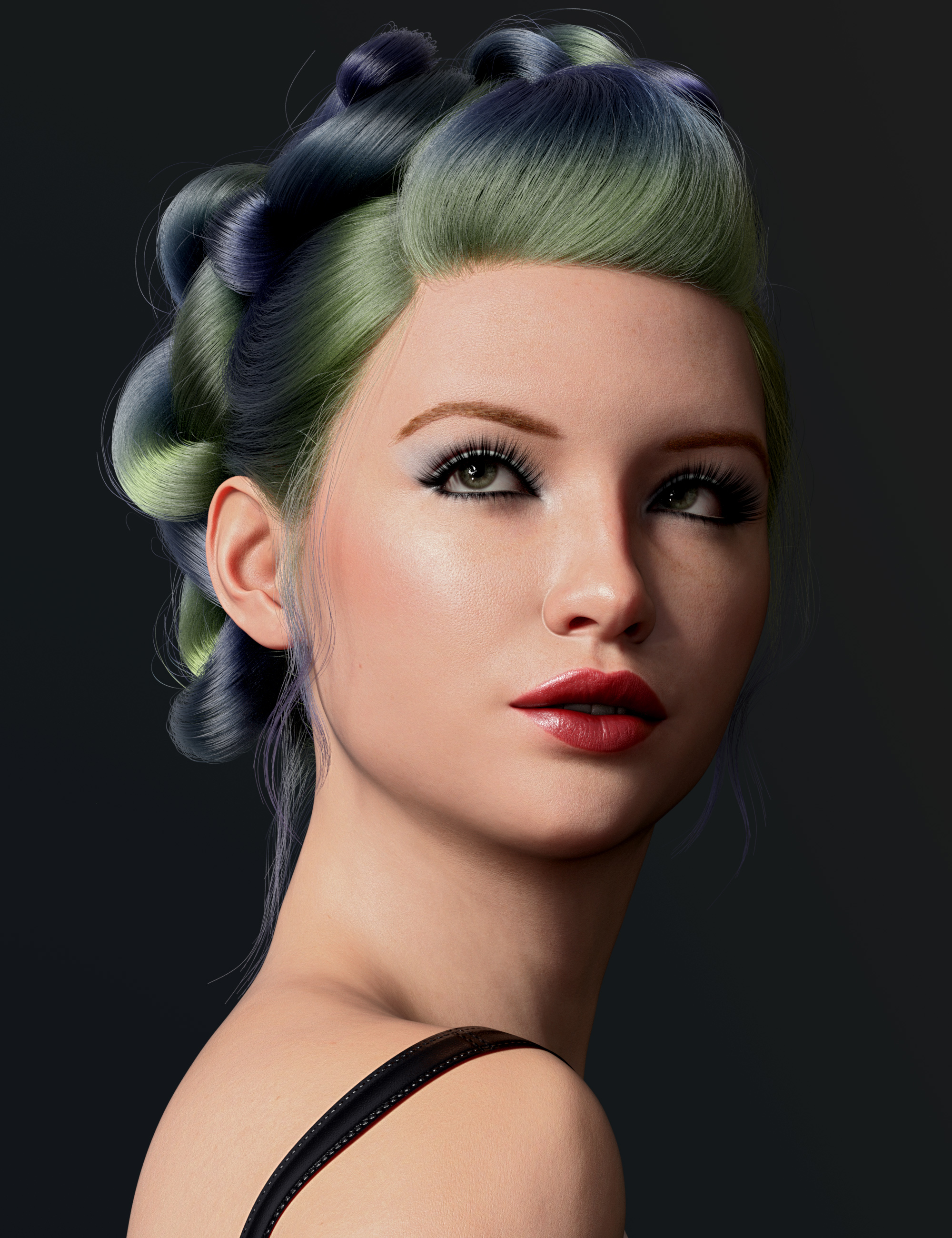 dForce Strand-Based Burlesque Style Updo Hair Color Expansion | Daz 3D