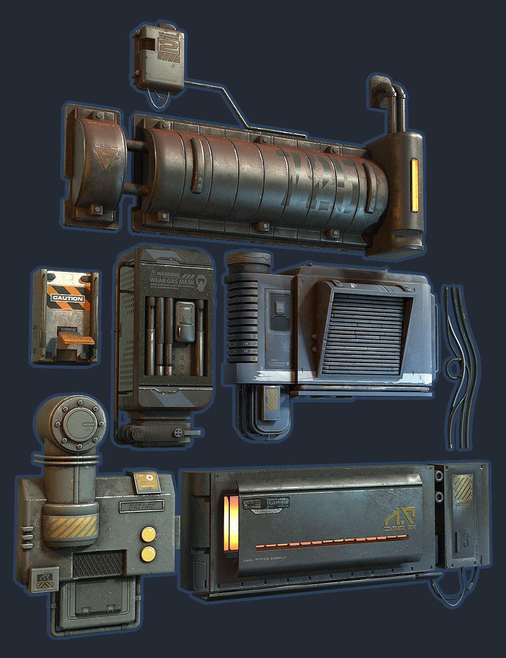 SciFi Wall Props | Daz 3D