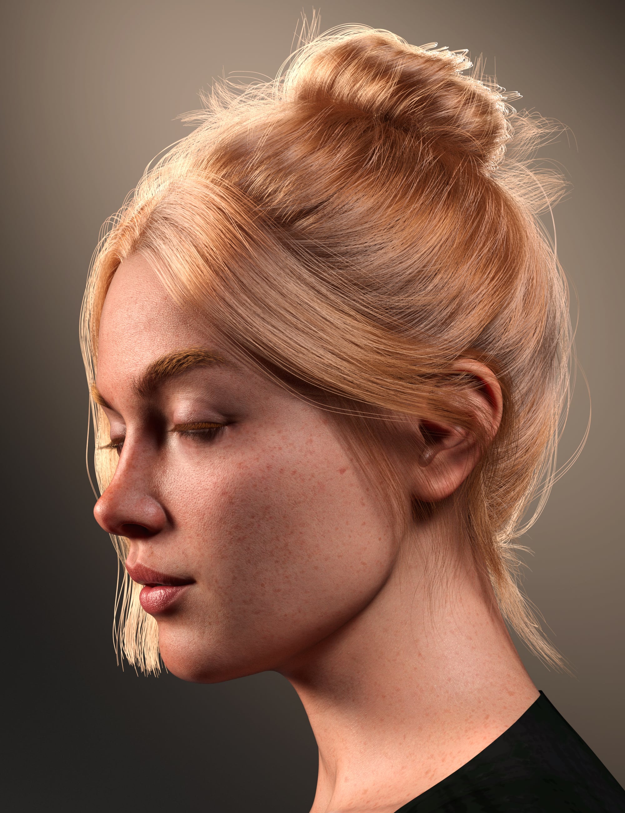 dForce Strand-Based FE Simple Updo Hair for Genesis 9 | Daz 3D