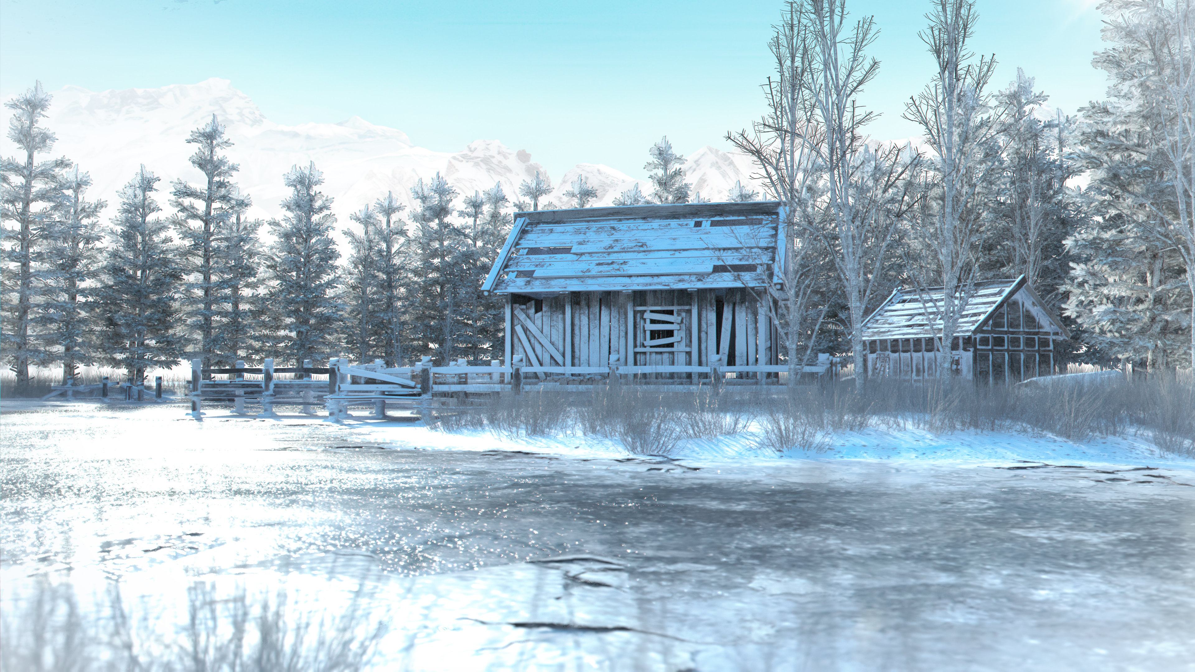 Frozen Lake Cabin | Daz 3D