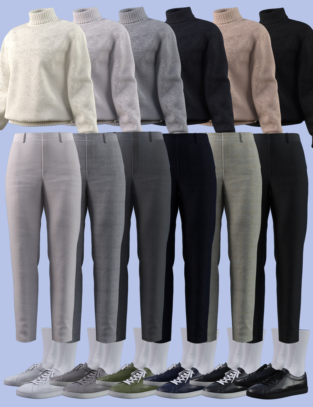 dForce HnC24 Turtleneck Sweater outfits for Genesis 9 | Daz 3D