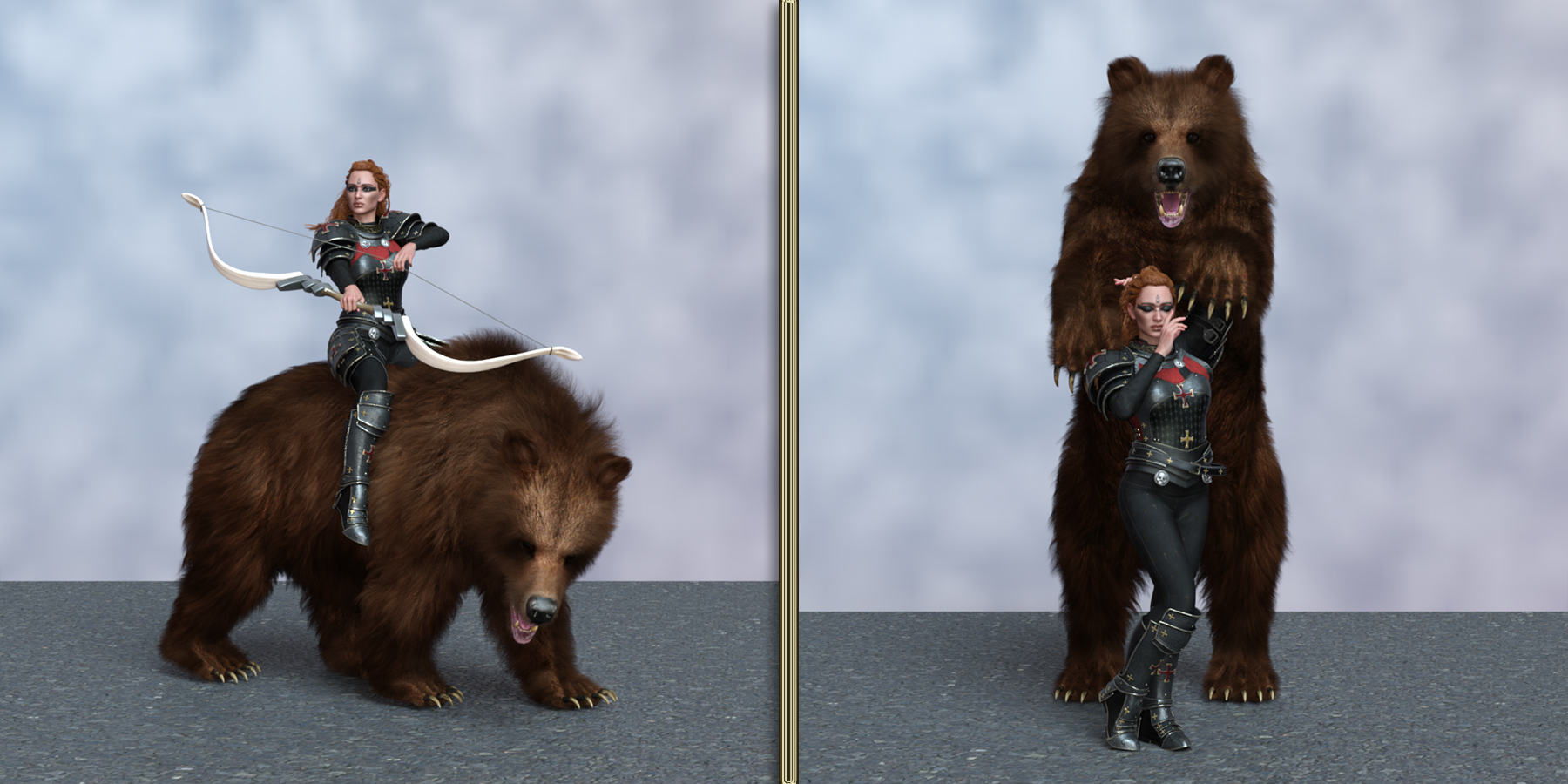 Bear Rider Poses for Sylvia 9 And AM Brown Bear | Daz 3D