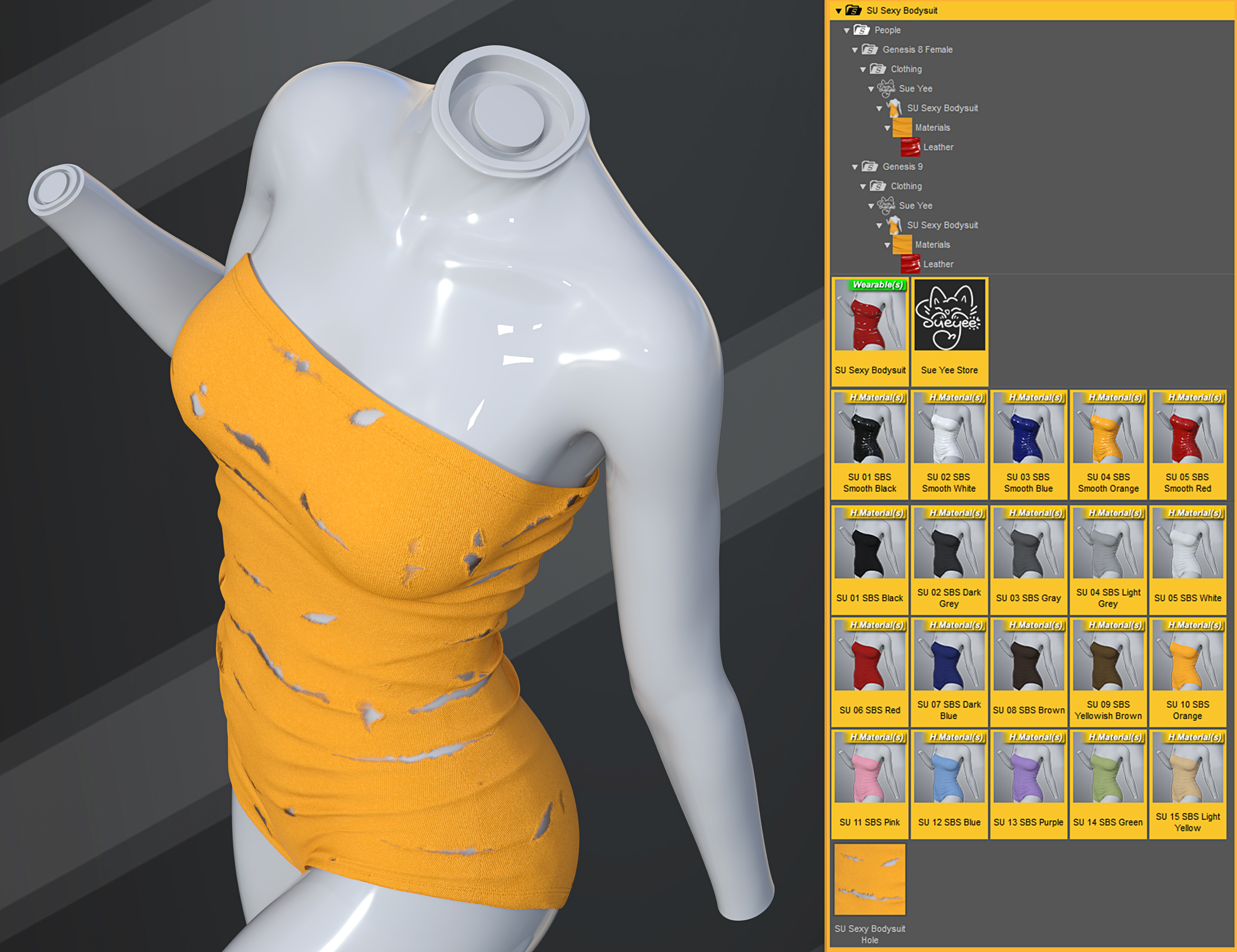 dForce SU Sexy Bodysuit for Genesis 9, 8.1, and 8 Female | Daz 3D