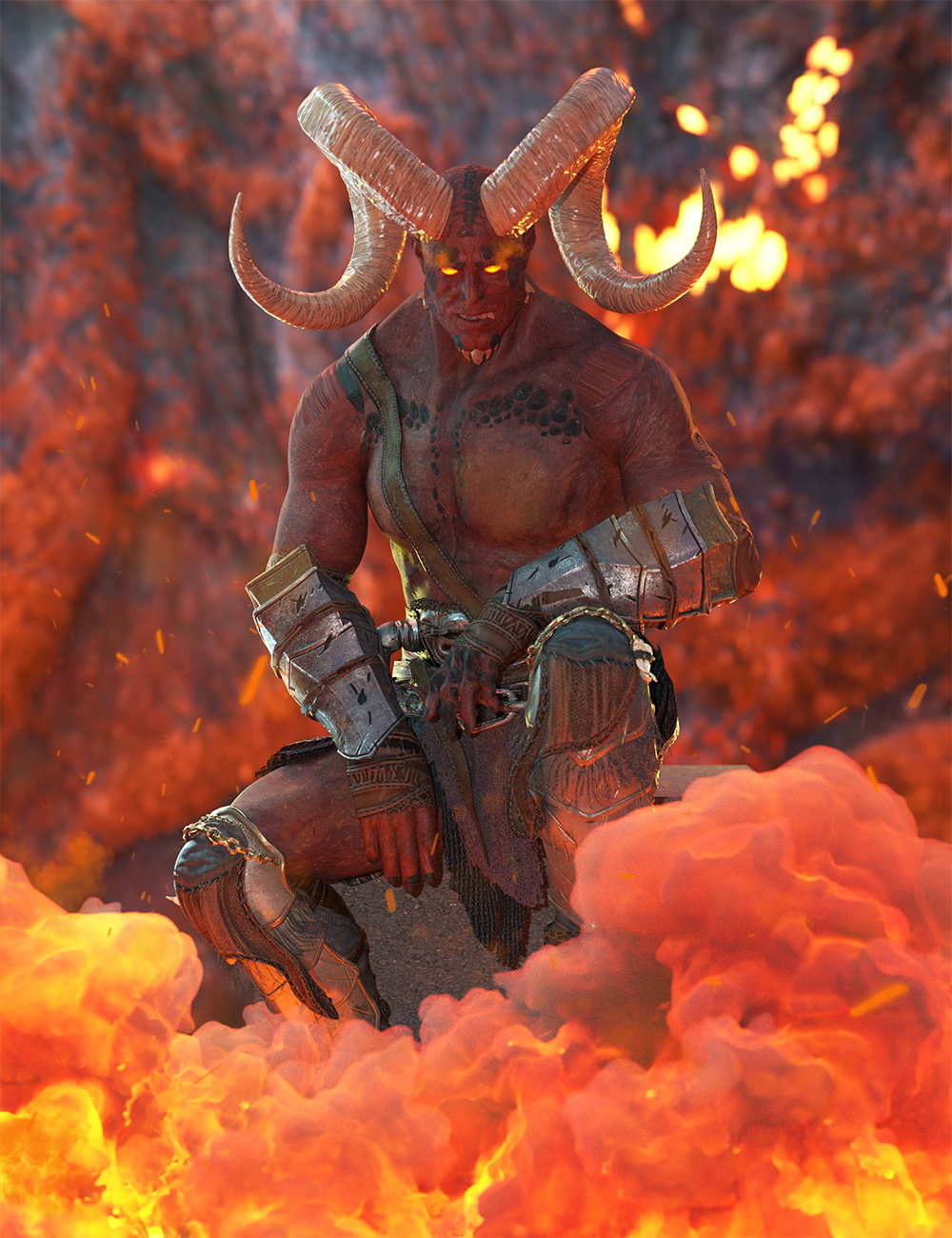 Summoned Demon Poses for Astaroth 9 ⋆ Freebies Daz 3D