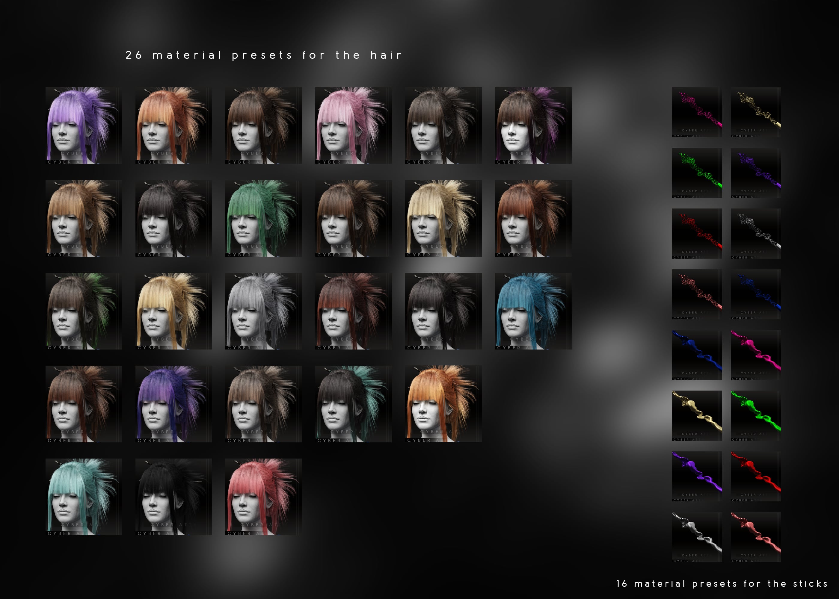 dForce Cyber Attack Hair for Genesis 9 | Daz 3D