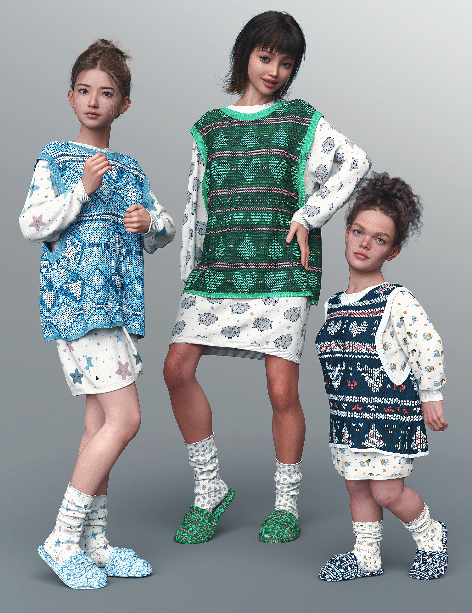 Cute Teen Pajamas Bundle for Genesis 9 | Daz 3D