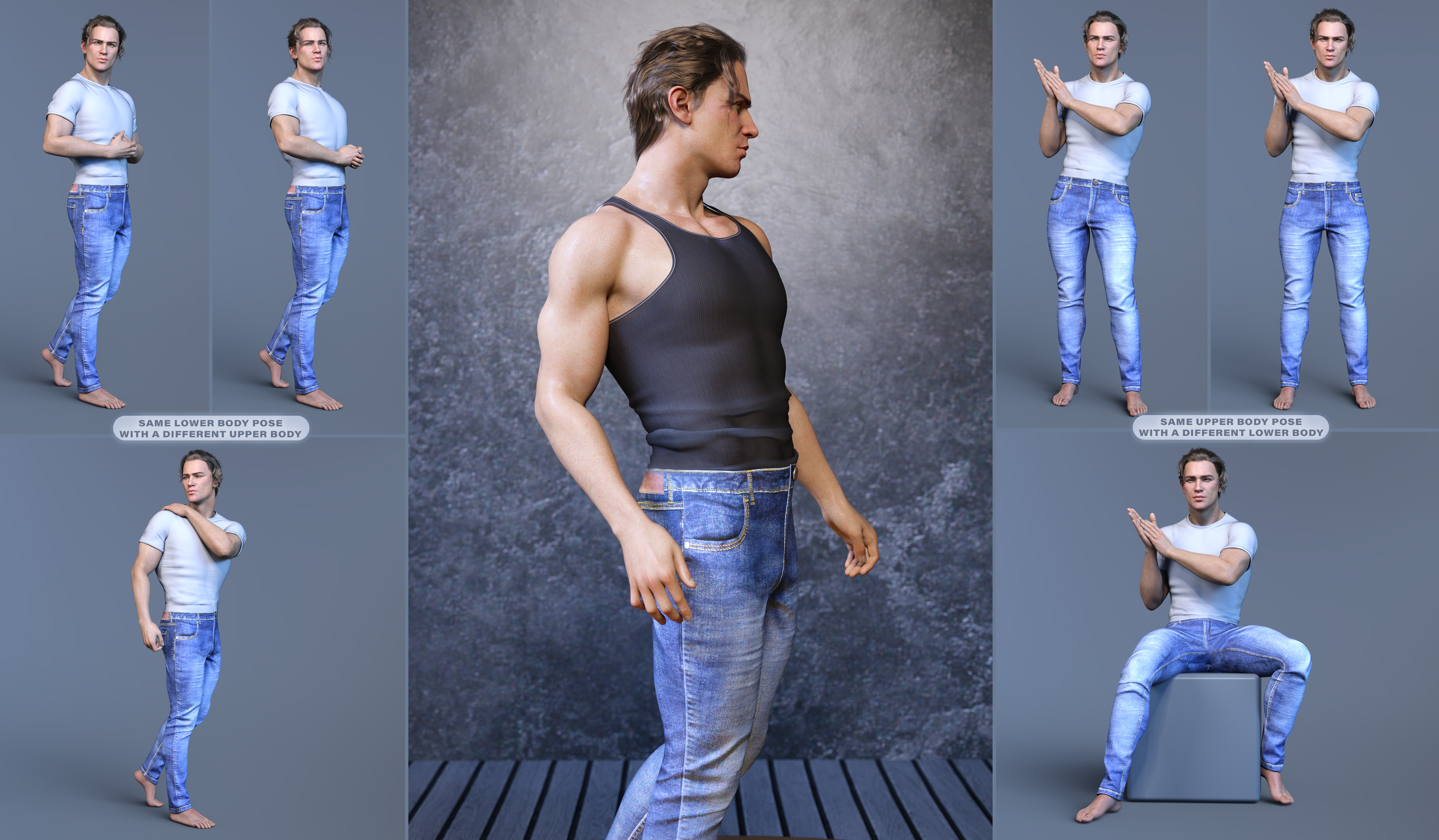 Z Masculine Demeanor Pose Mega Set for Genesis 9 and 8 Male | Daz 3D