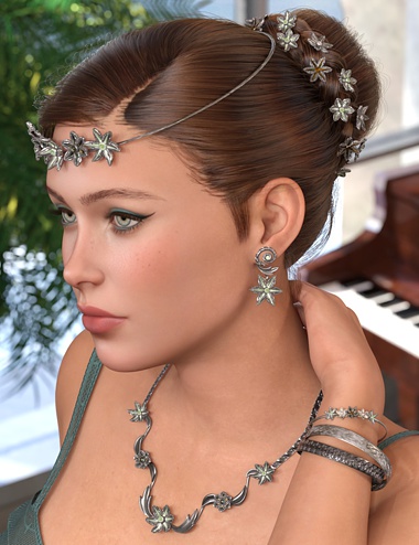 Flower Chique Jewelry Set for Genesis 9 and Genesis 8 Females | Daz 3D