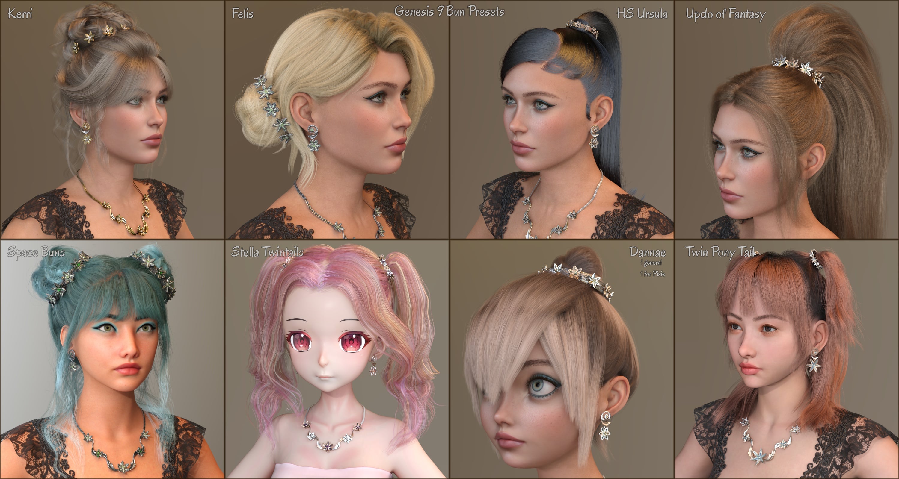 Flower Chique Jewelry Set for Genesis 9 and Genesis 8 Females | Daz 3D