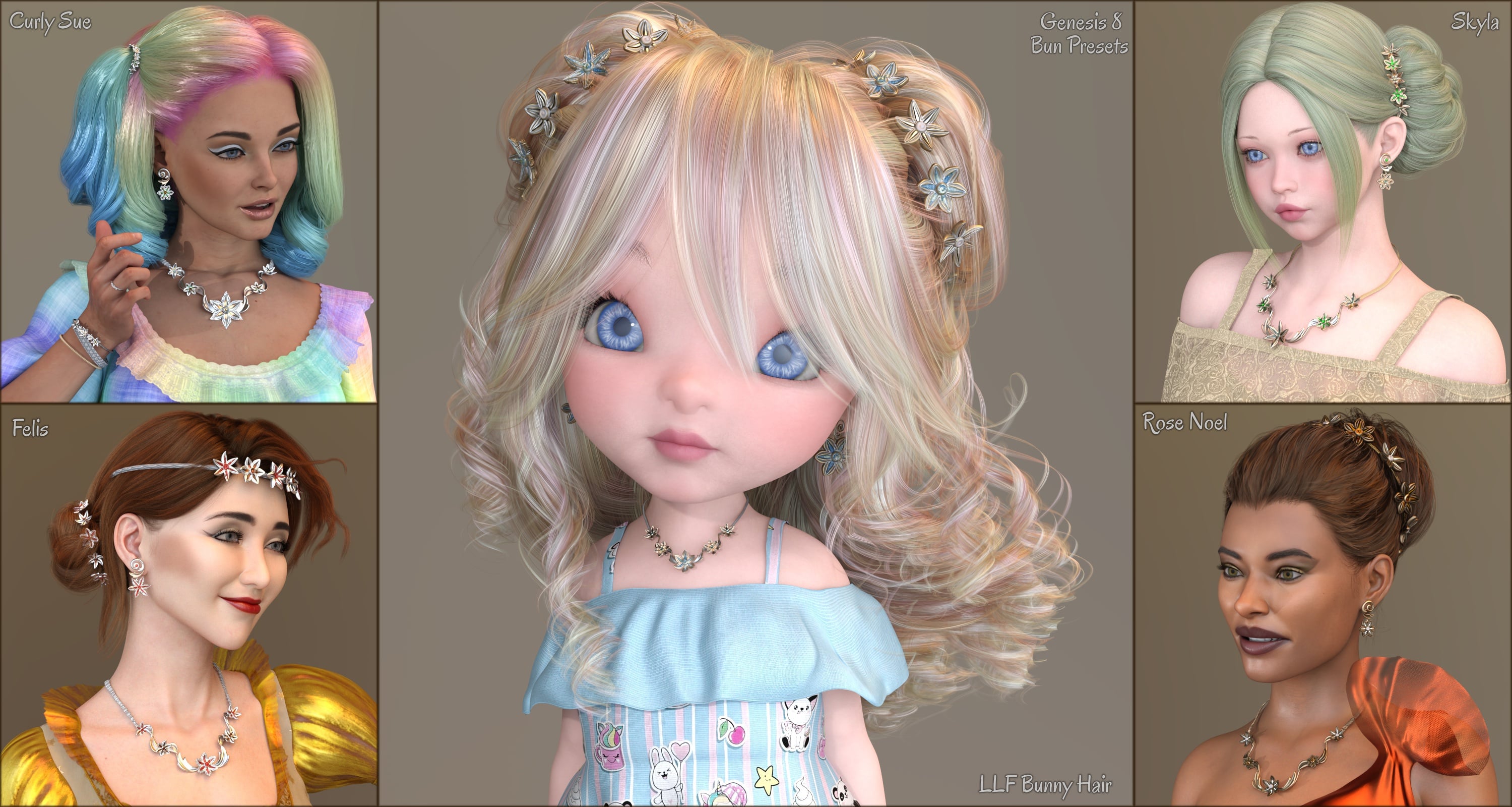 Flower Chique Jewelry Set for Genesis 9 and Genesis 8 Females | Daz 3D