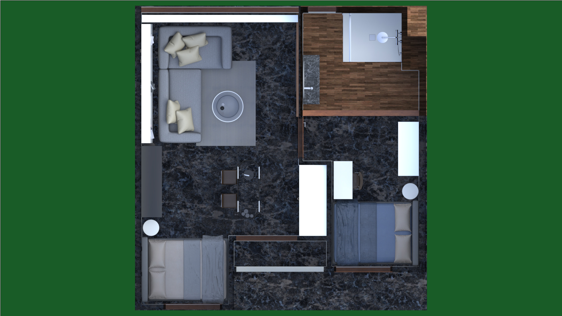 Modern Compact Living Suite | Daz 3D