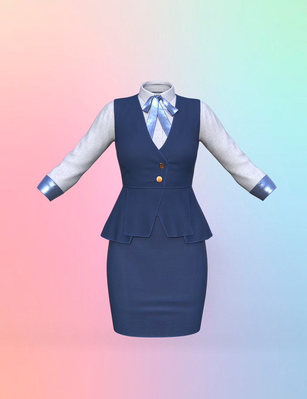 dForce Vest Uniform Skirt Outfit for Genesis 9 | Daz 3D
