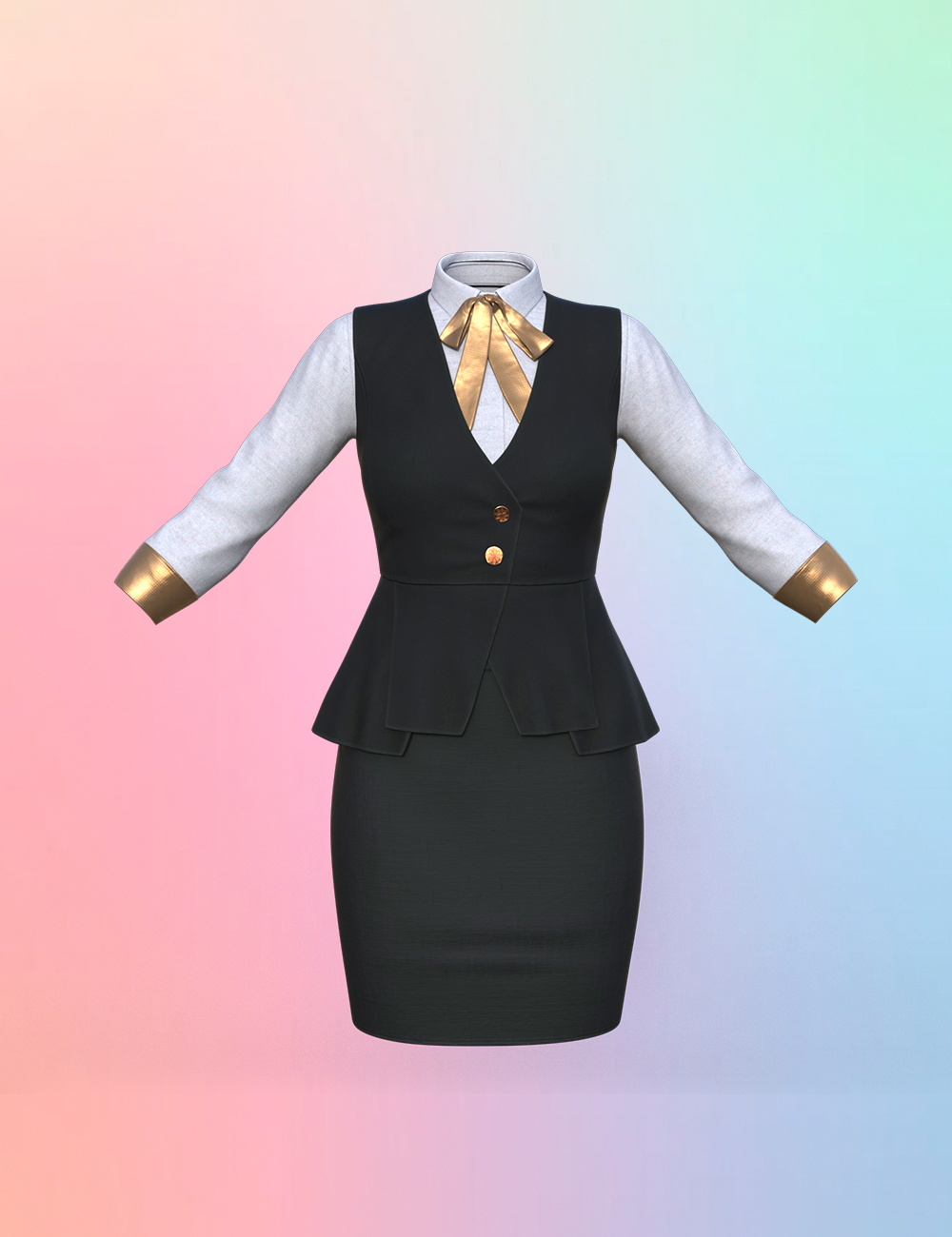 dForce Vest Uniform Skirt Outfit for Genesis 9 | Daz 3D