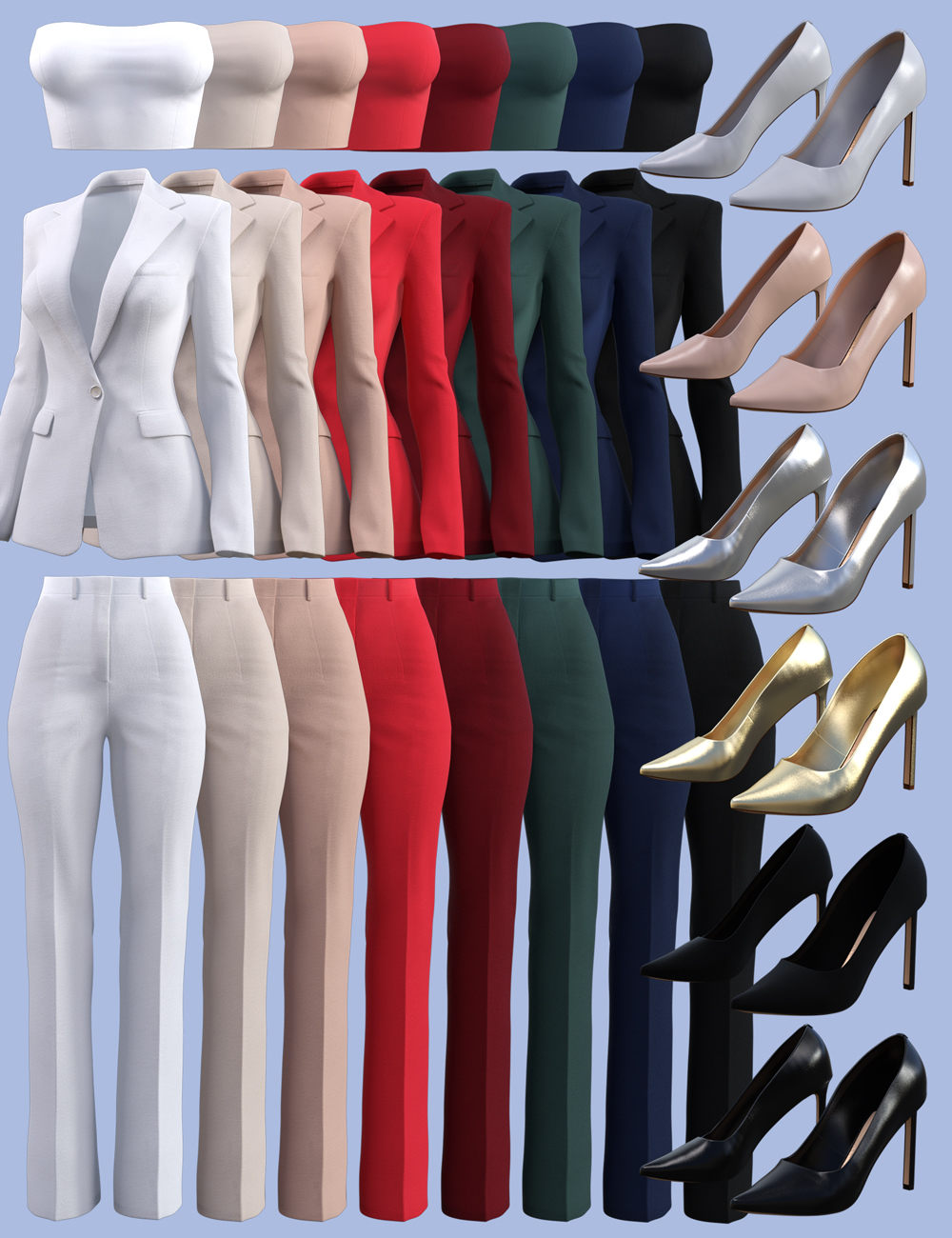 dForce HnC24 Women's Suit Outfits for Genesis 9 | Daz 3D