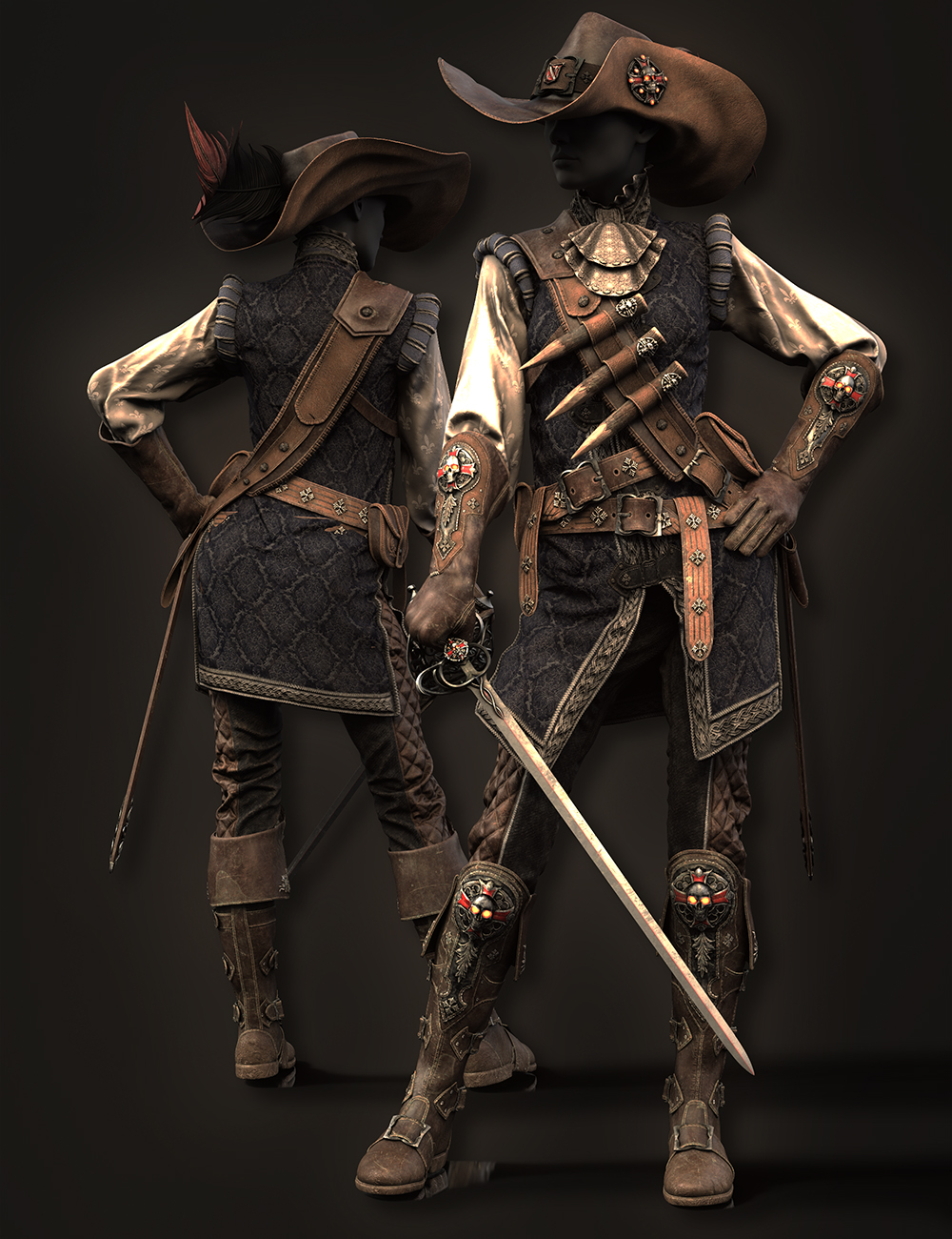 The Last Vampire Hunter HD-dForce Clothes and Weapons Set for Genesis 9 ...