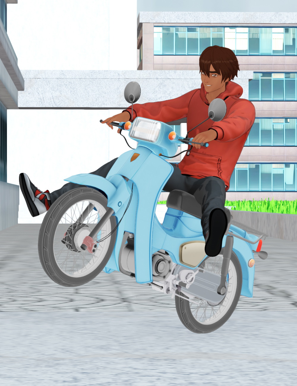 Moto Toon Poses for Mikey 9 and XI Anime Motorcycle | Daz 3D
