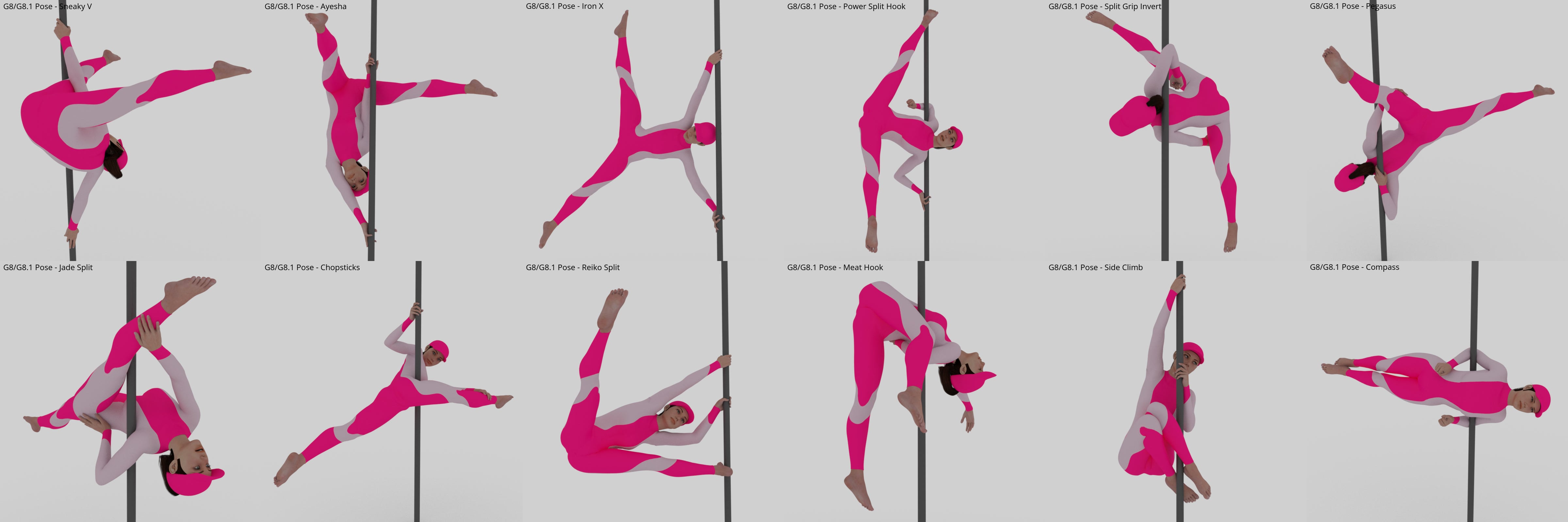 ATG Pole Dancing Poses for Genesis 9, 8 and 8.1 Female | Daz 3D