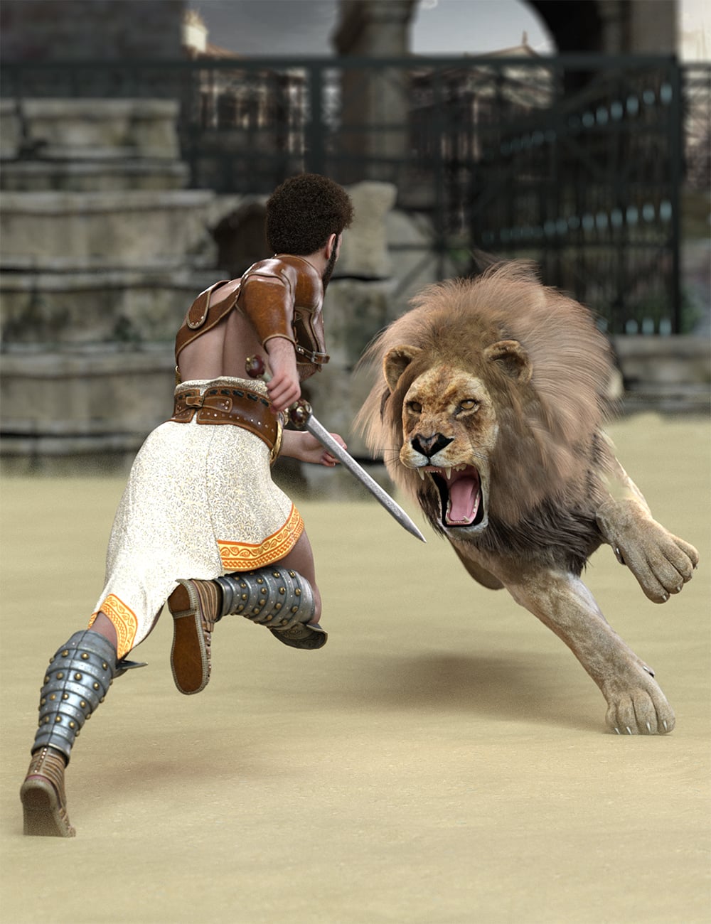 Lion Slayer Poses for Genesis 9 Base and Daz Big Cat 2 | Daz 3D