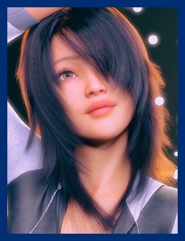 dForce Nirv Medium-Length Rough-Cut Hair for Genesis 9 | Daz 3D