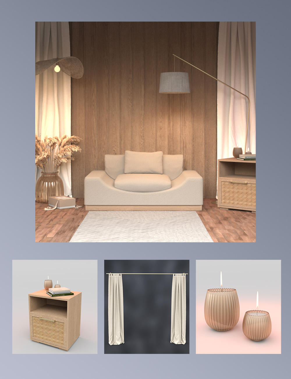 Cosy Wood Vignette | Daz 3D