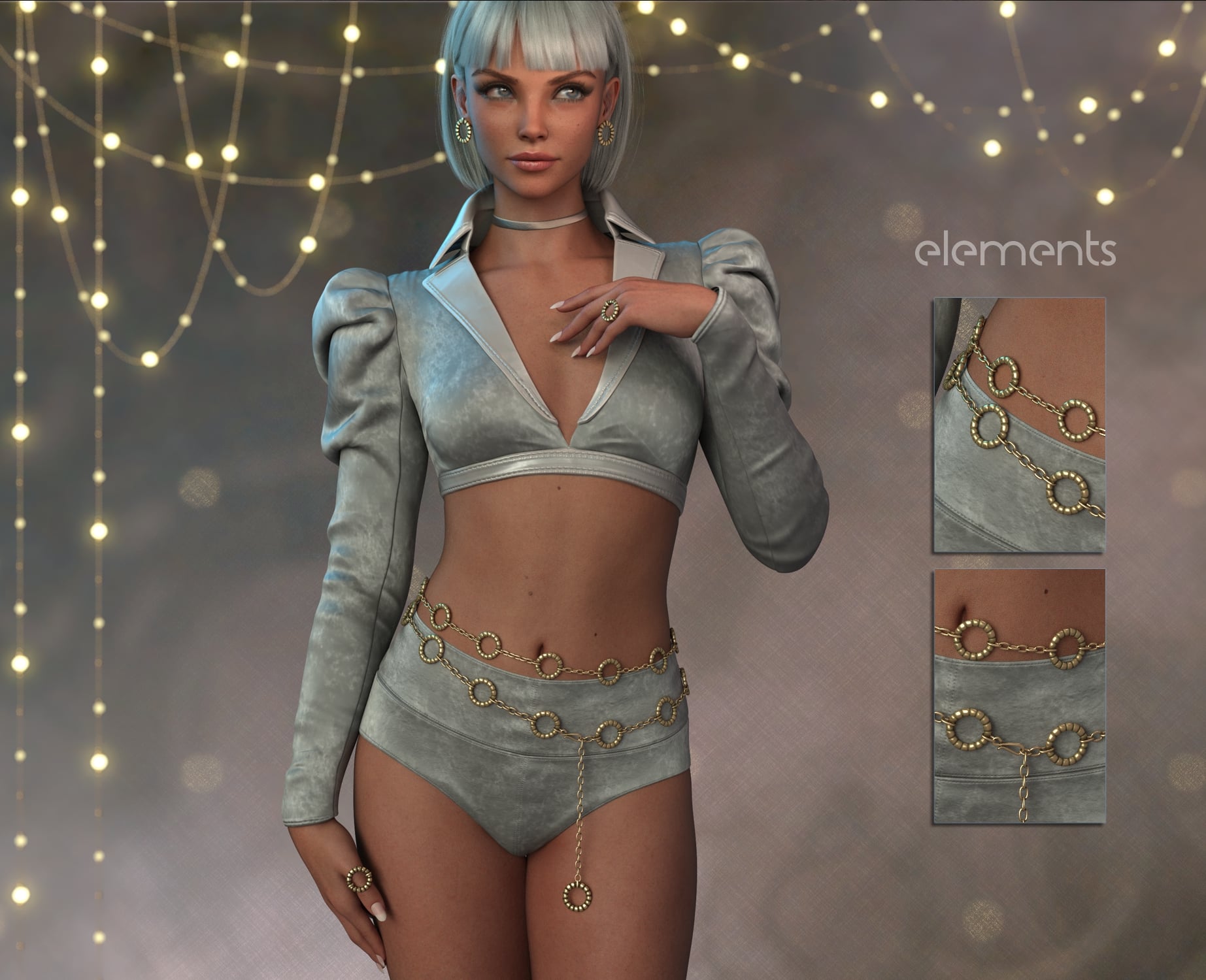 FK dForce Elements Belts and Rings for Genesis 9 Feminine | Daz 3D