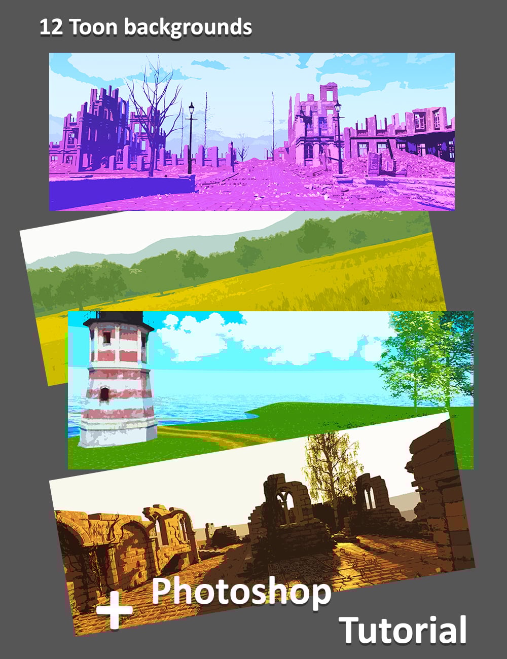 Toon Backgrounds and Tutorial for Photoshop | Daz 3D