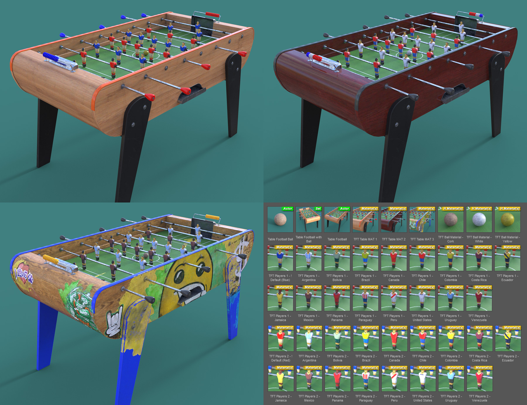 Table Football - Traditional Babyfoot Game | Daz 3D