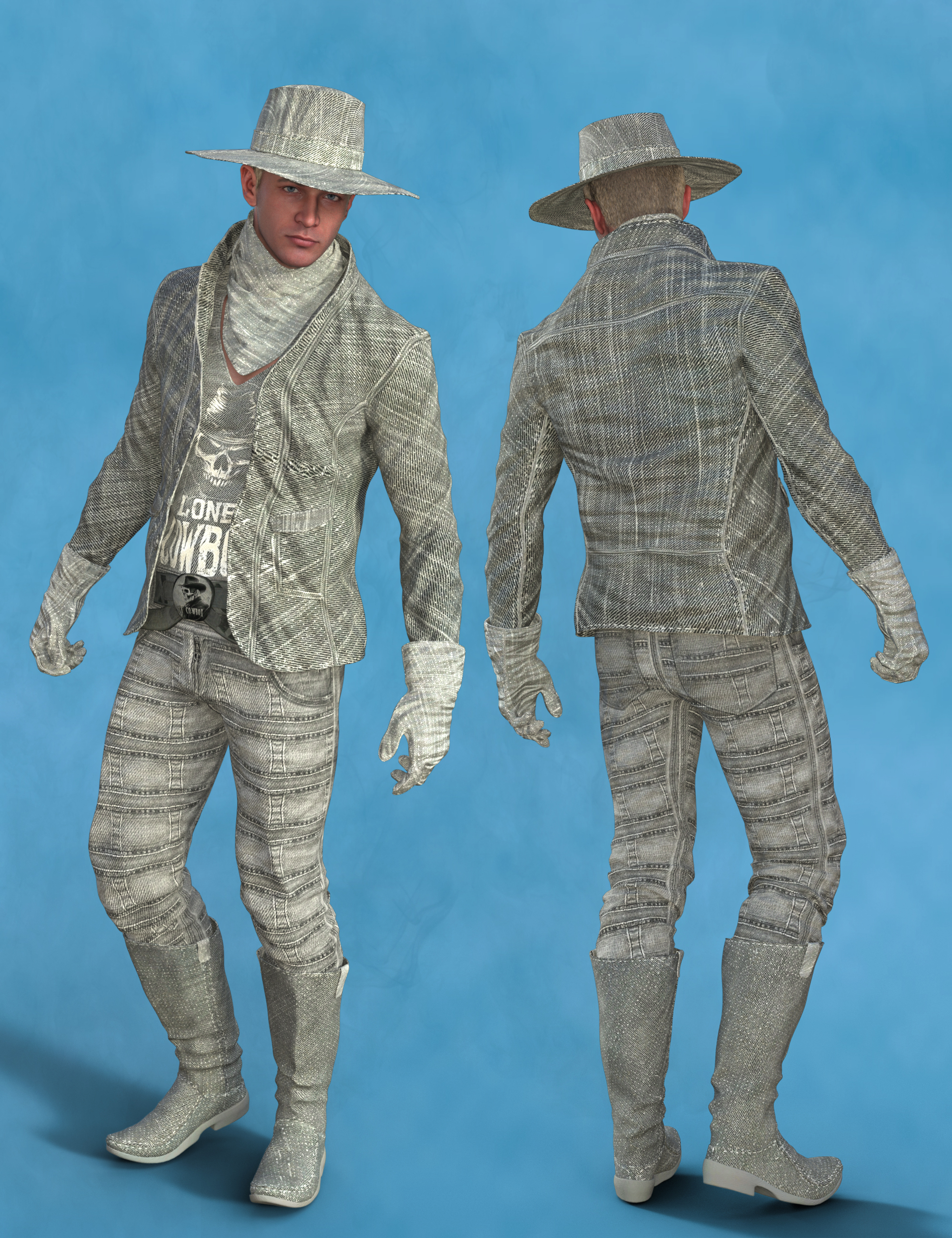 T-Pack Lone Cowboy Outfit Texture Add-on | Daz 3D