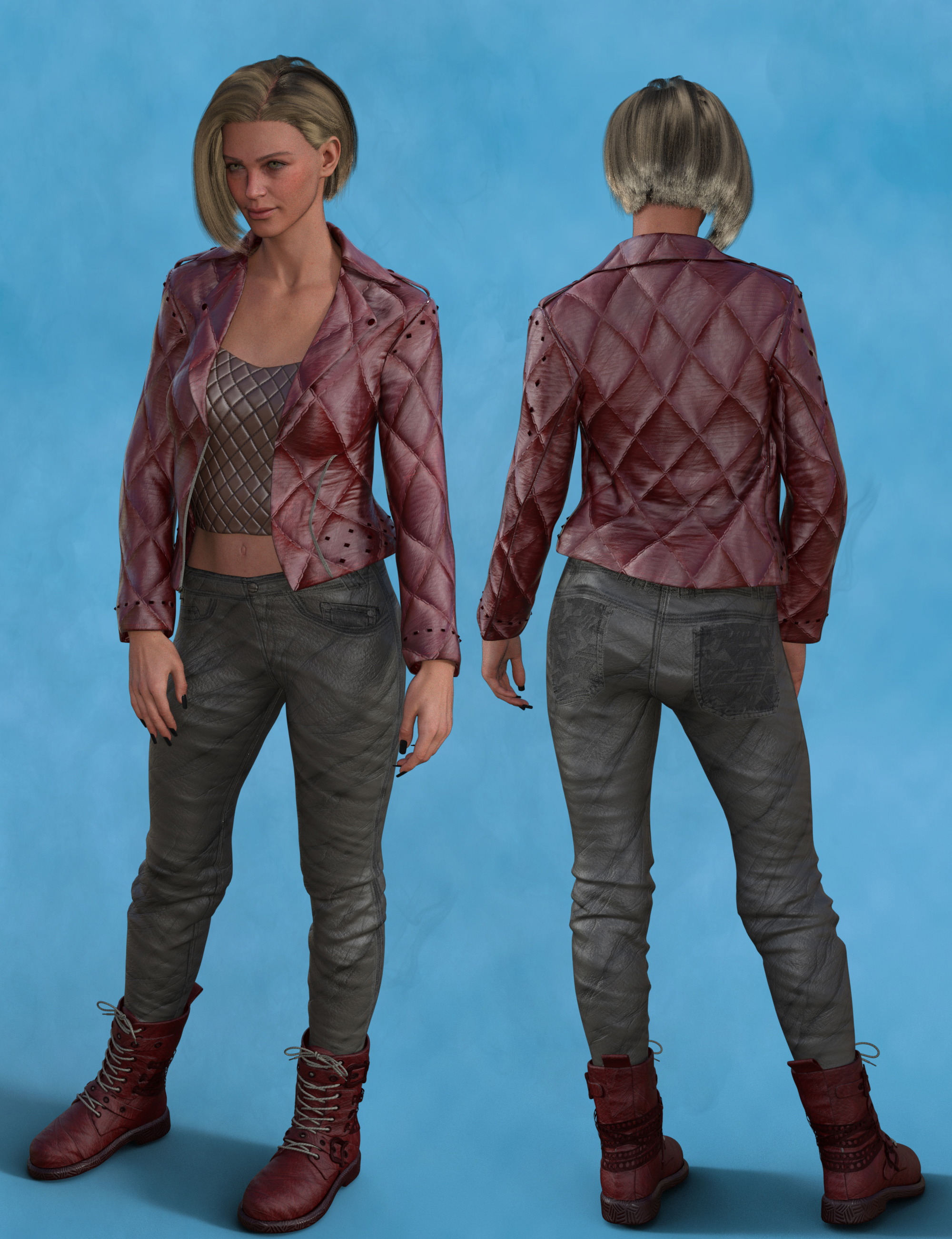 T-Pack Cool Girl Leather Outfit Texture Add-on | Daz 3D