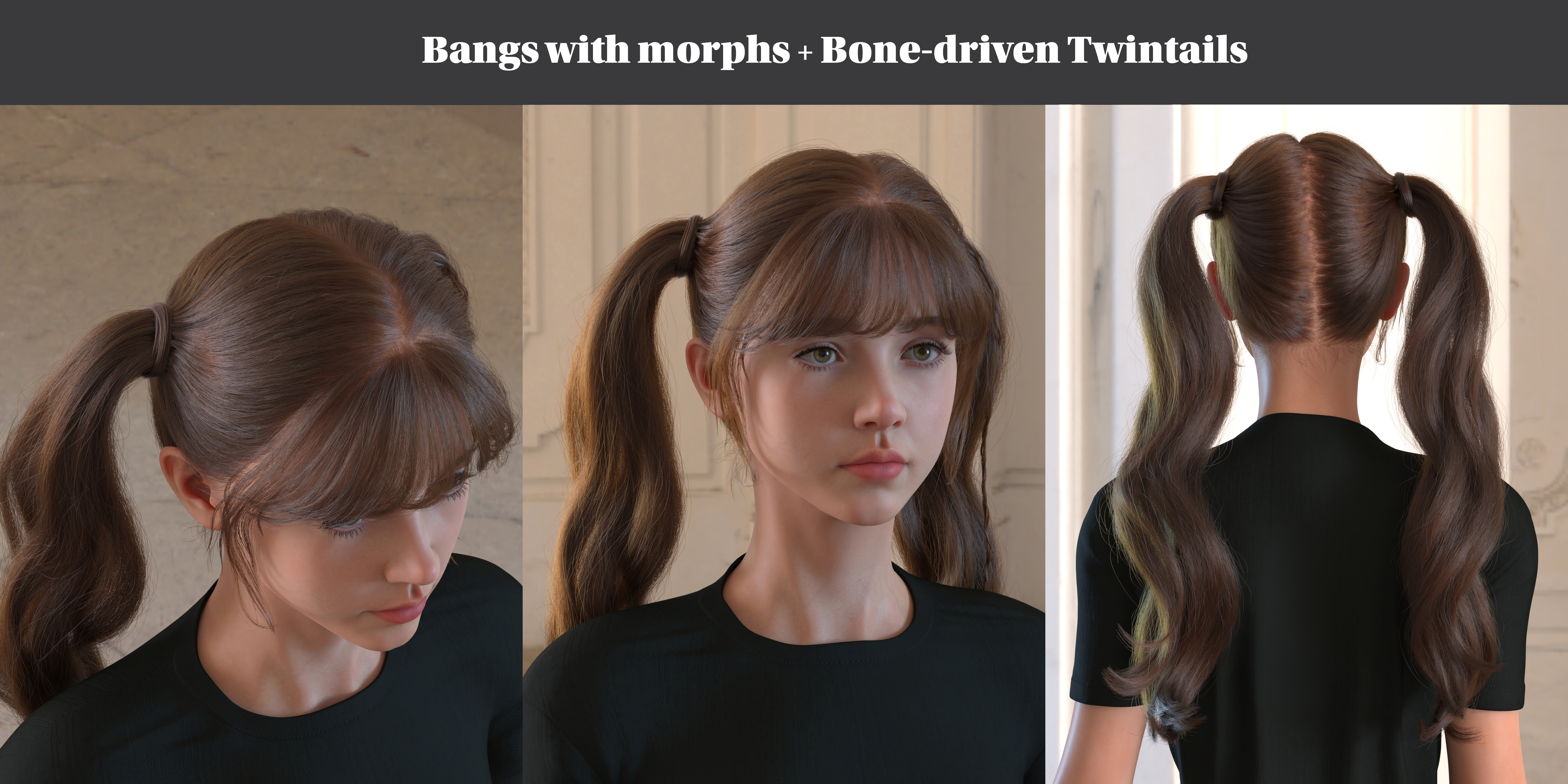 dForce Princess Petra's Twin Tails for Genesis 9 | Daz 3D