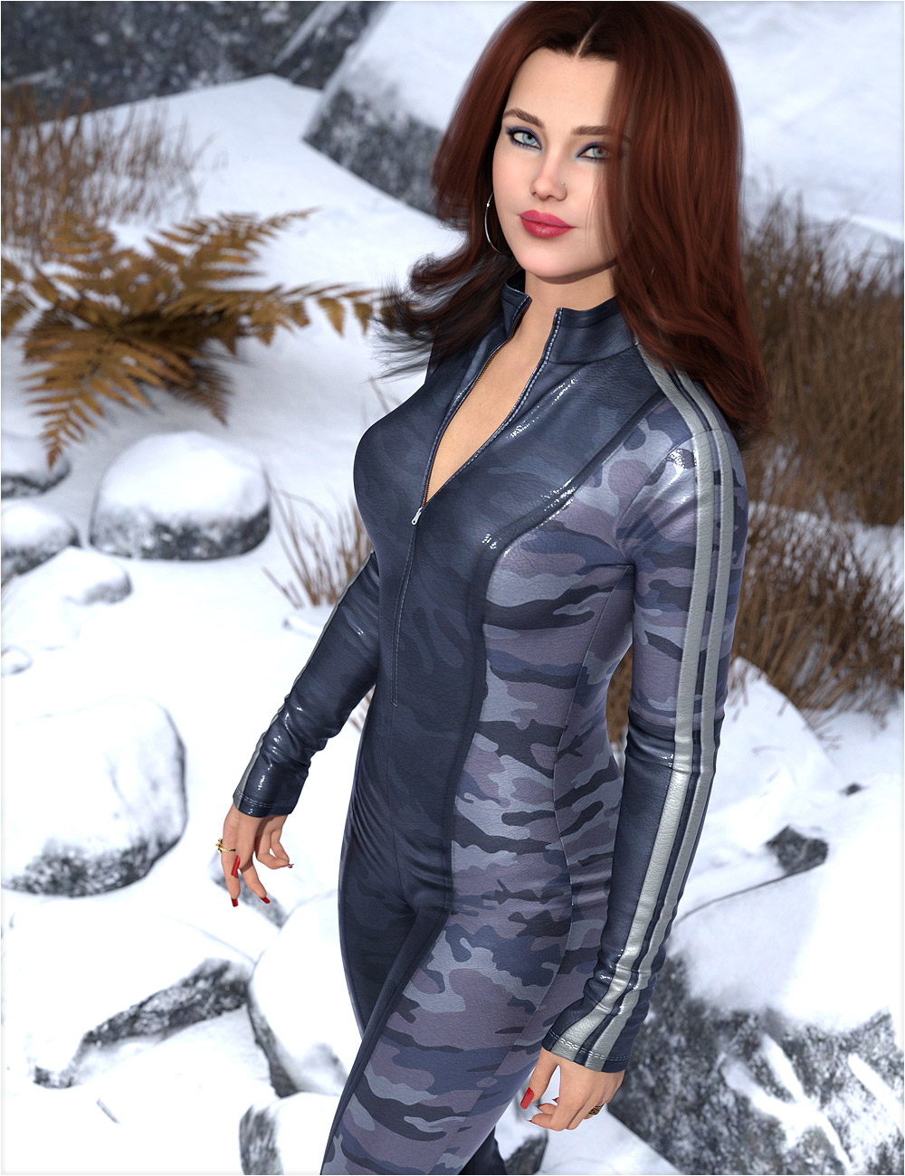 Frostbite Textures for dForce SU Winter Bodysuit | Daz 3D
