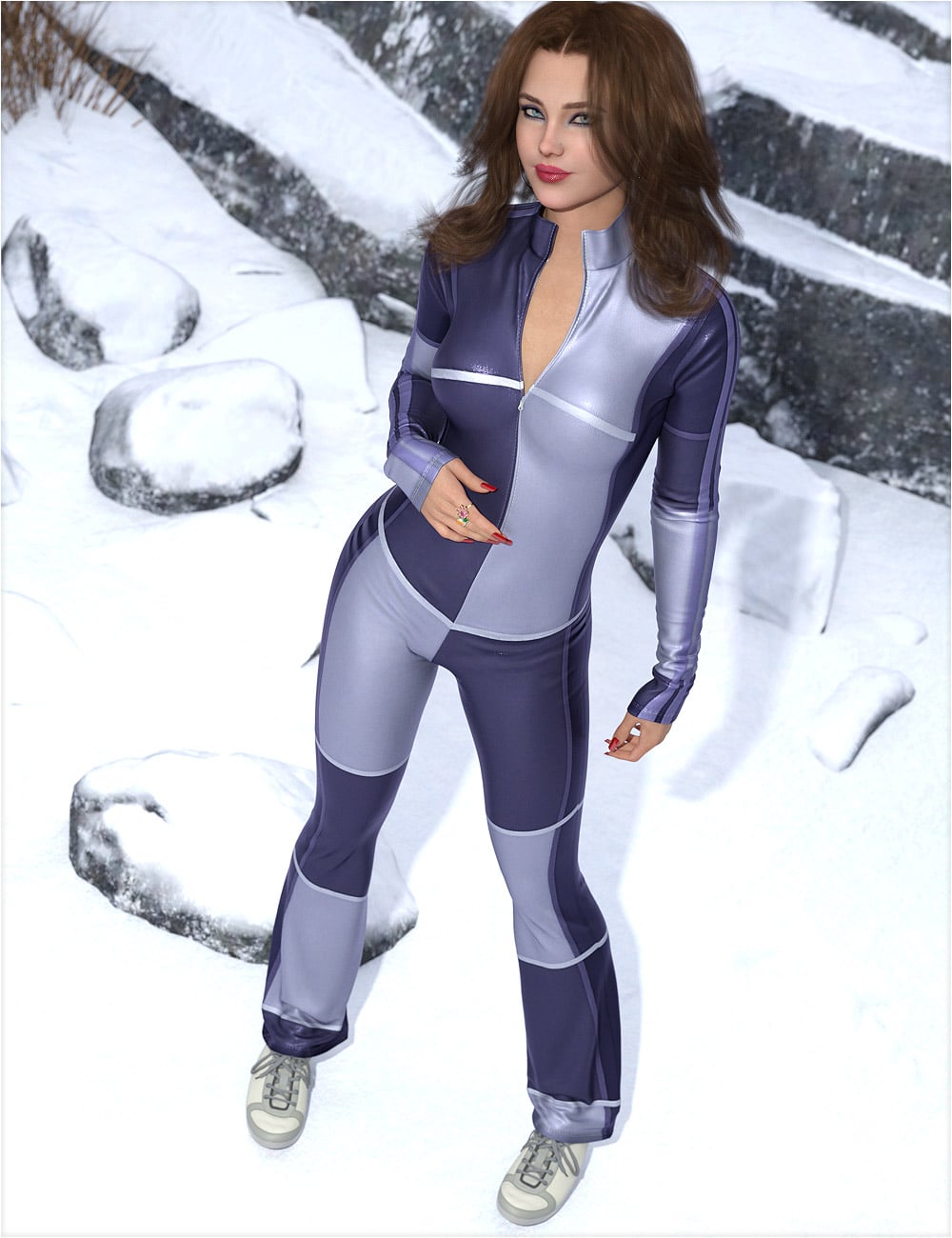 Frostbite Textures for dForce SU Winter Bodysuit | Daz 3D