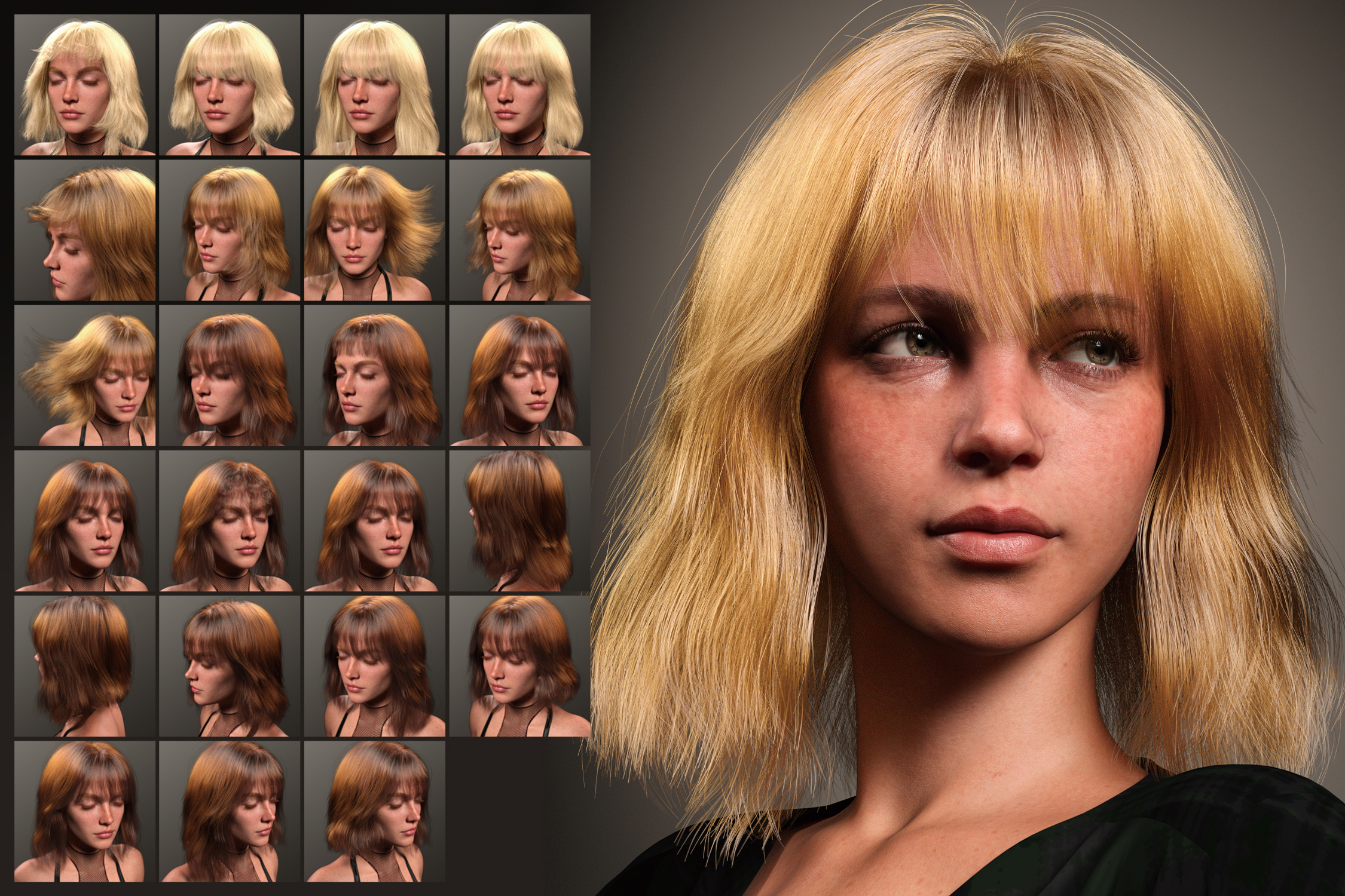 dForce Strand-Based FE Modern Bob Hair for Genesis 9, 8, 8.1 | Daz 3D