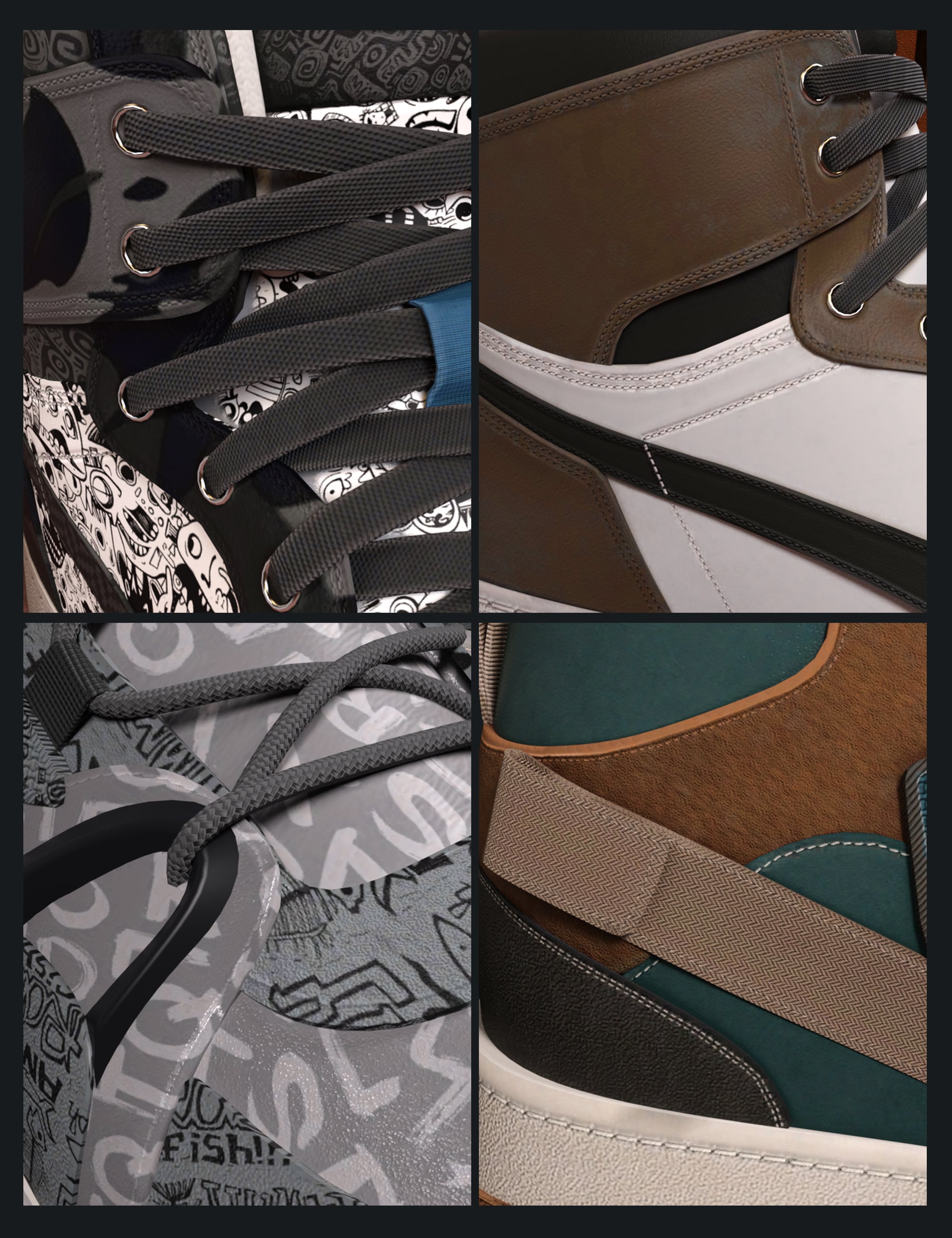 FE Board Shoes 2-in-1 collection for Genesis 9, 8 | Daz 3D