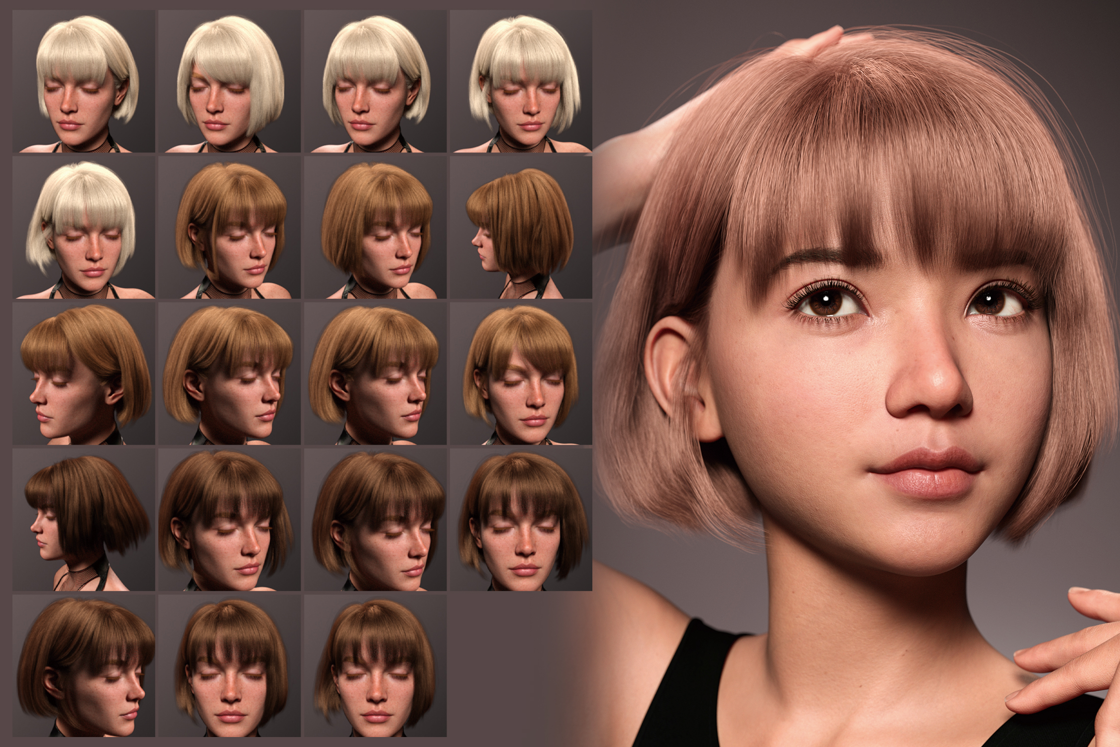 FE Bubble Bob Hair for Genesis 9 | Daz 3D