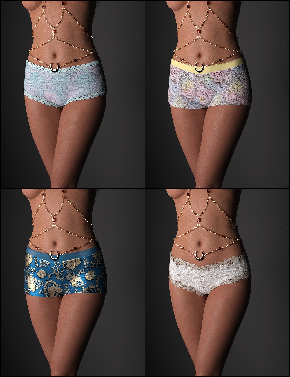 L3D Lovelies Texture Add On Girl Boxers | Daz 3D