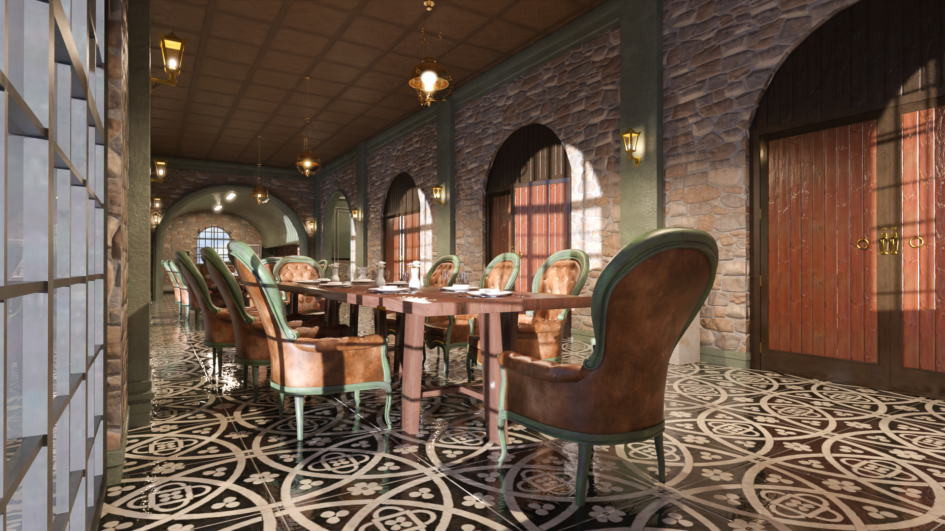 Cathedral Hallway Restaurant | Daz 3D