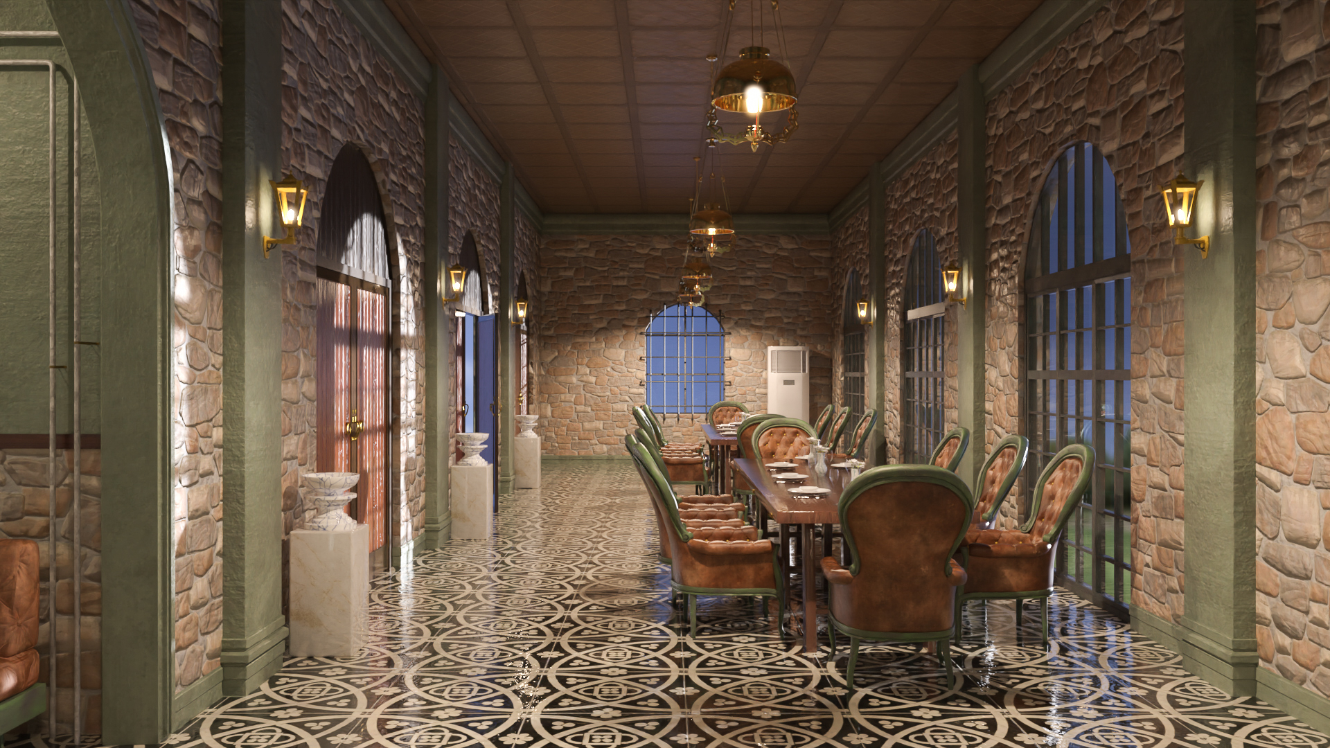 Cathedral Hallway Restaurant | Daz 3D