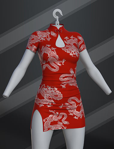 dForce SU Cheongsam Dress for Genesis 9, 8.1, and 8 Female | Daz 3D