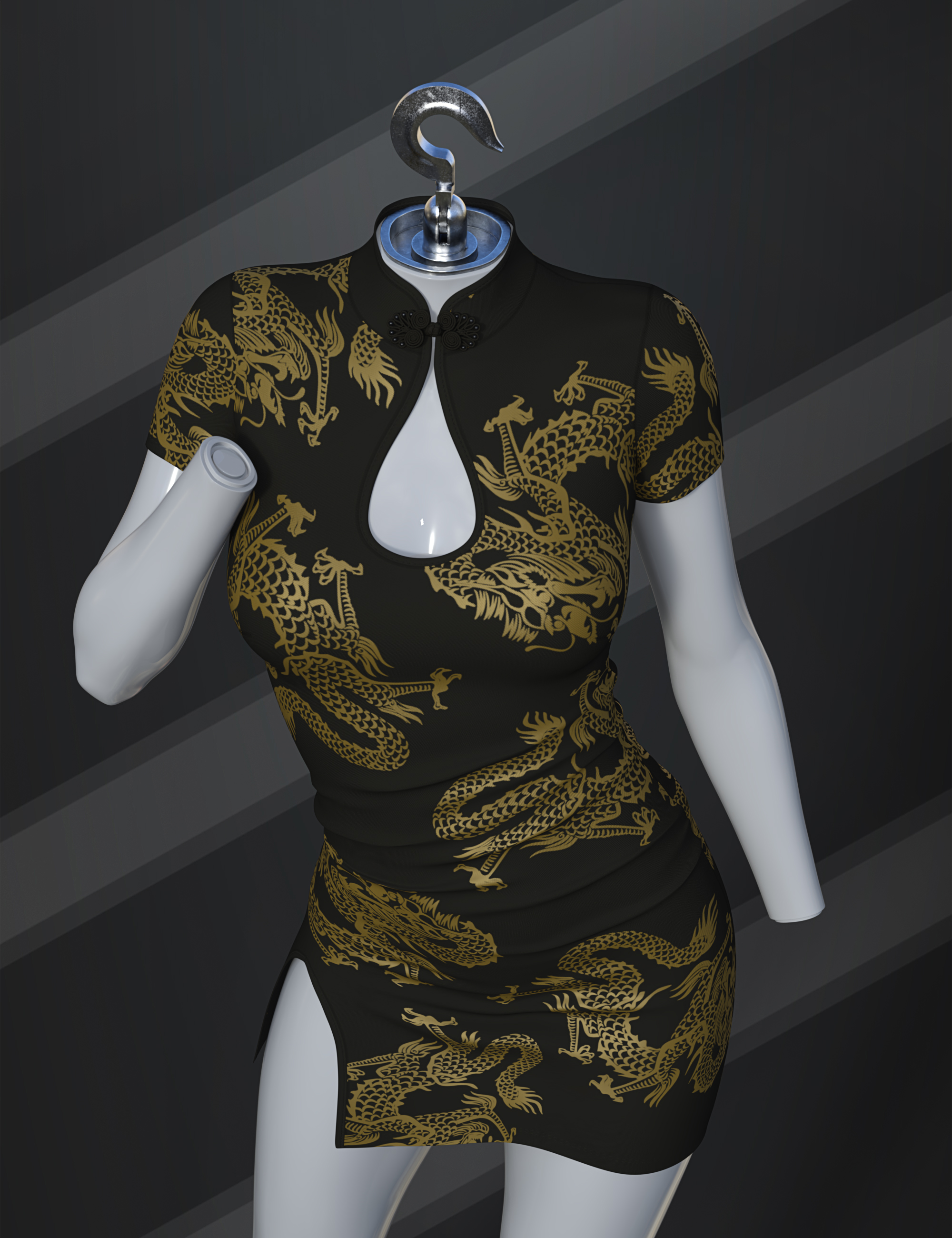 dForce SU Cheongsam Dress for Genesis 9, 8.1, and 8 Female | Daz 3D