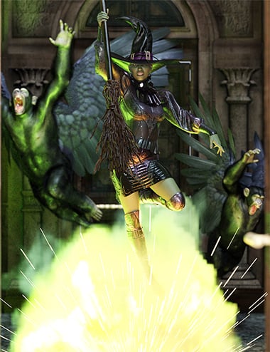 Green Witch Poses for Genesis 9 Base | Daz 3D