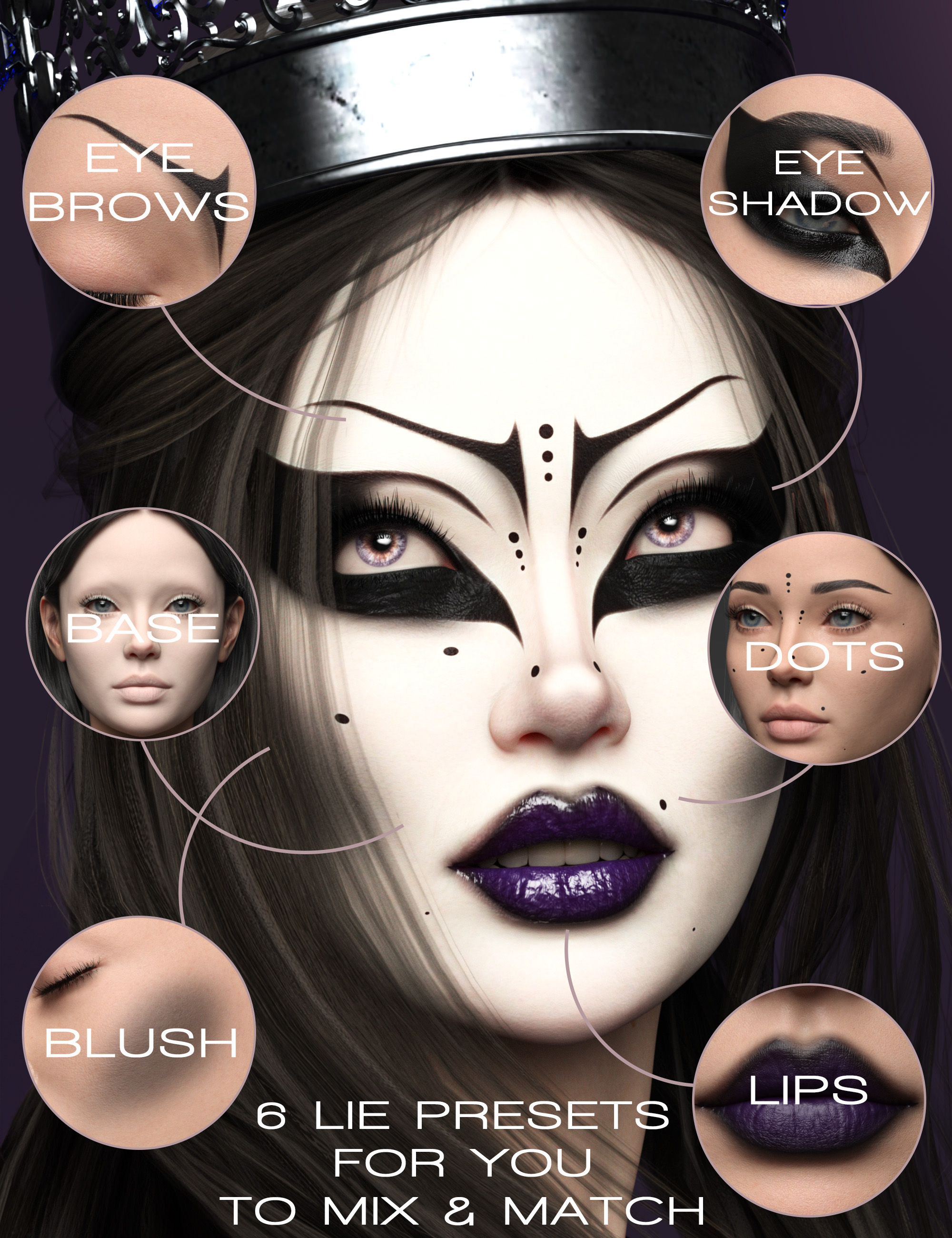 Dark Dahlia LIE Makeup for Genesis 9 | Daz 3D