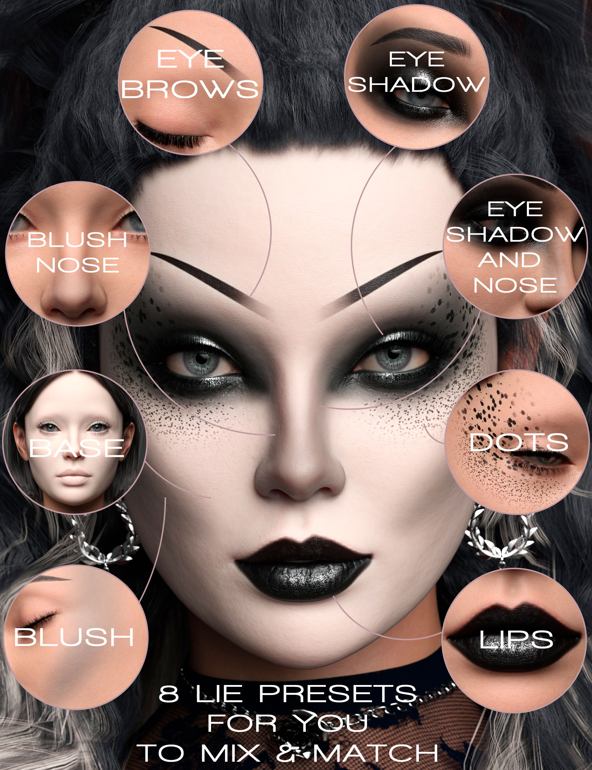 Dark Dahlia LIE Makeup for Genesis 9 | Daz 3D
