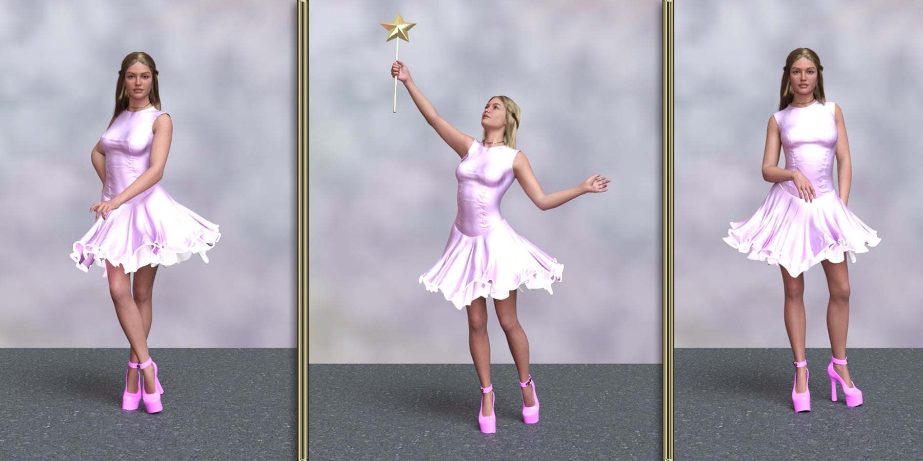 Pink Witch Poses for Genesis 9 Base | Daz 3D