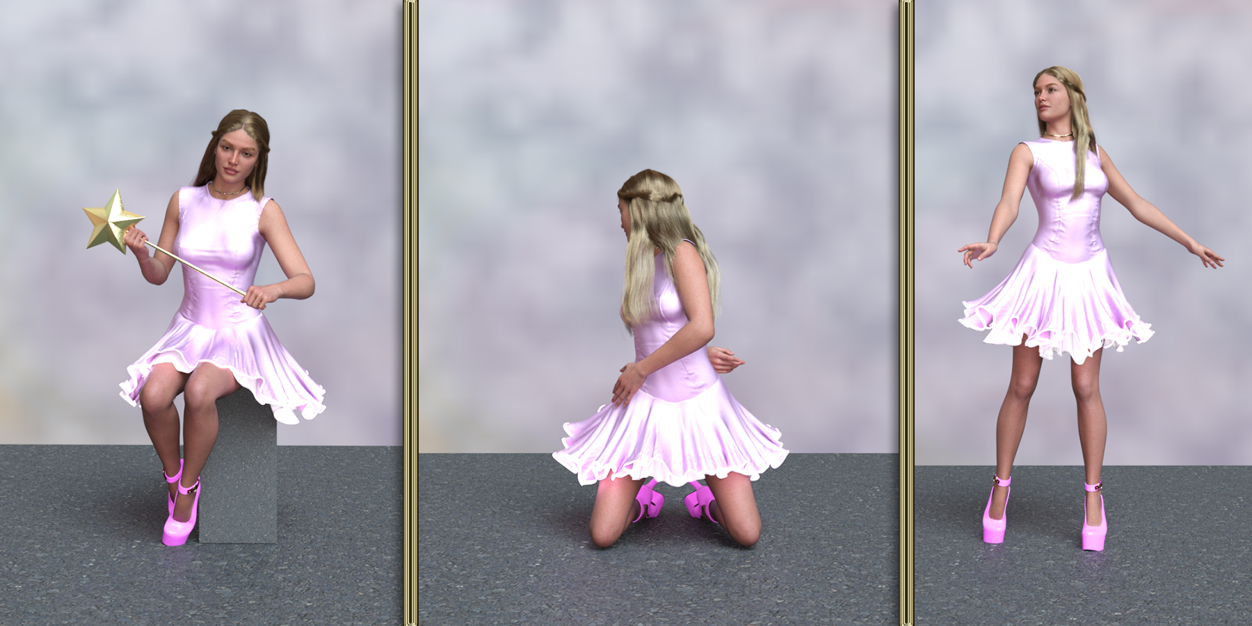 Pink Witch Poses for Genesis 9 Base | Daz 3D