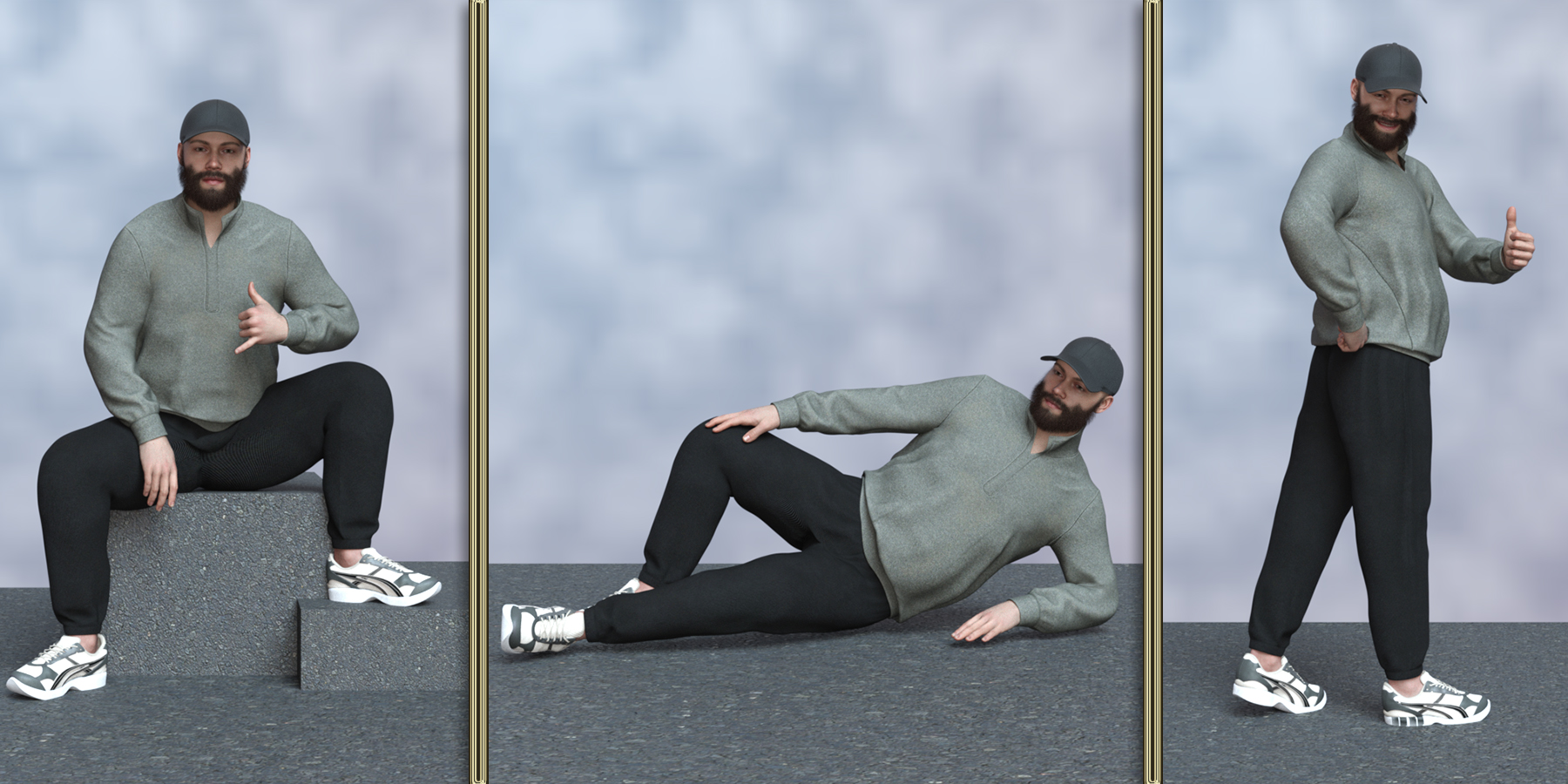 Proud and Portly Poses for Lucas 9 Portly | Daz 3D