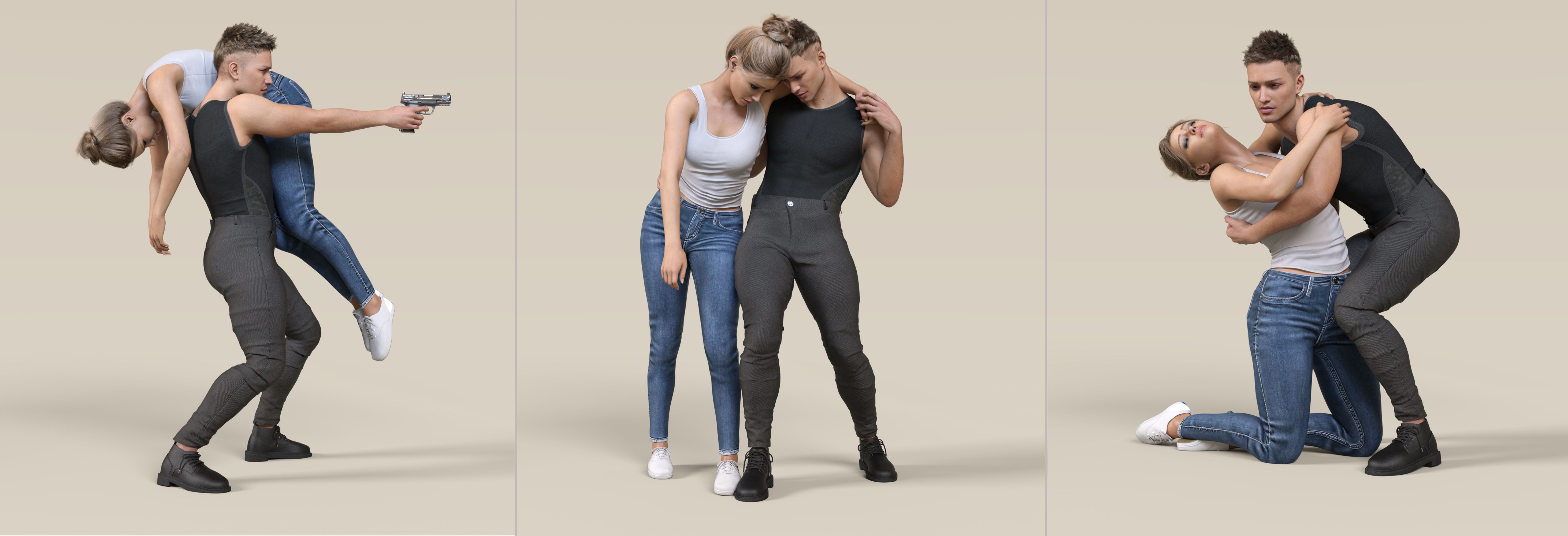 Z My Hero Couple Poses for Genesis 9 and 8 | Daz 3D